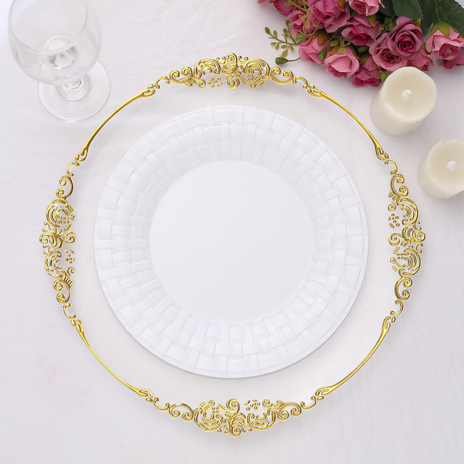 Efavormart Set of 10 - 10" White Round Disposable Plastic Dinner Plates ...