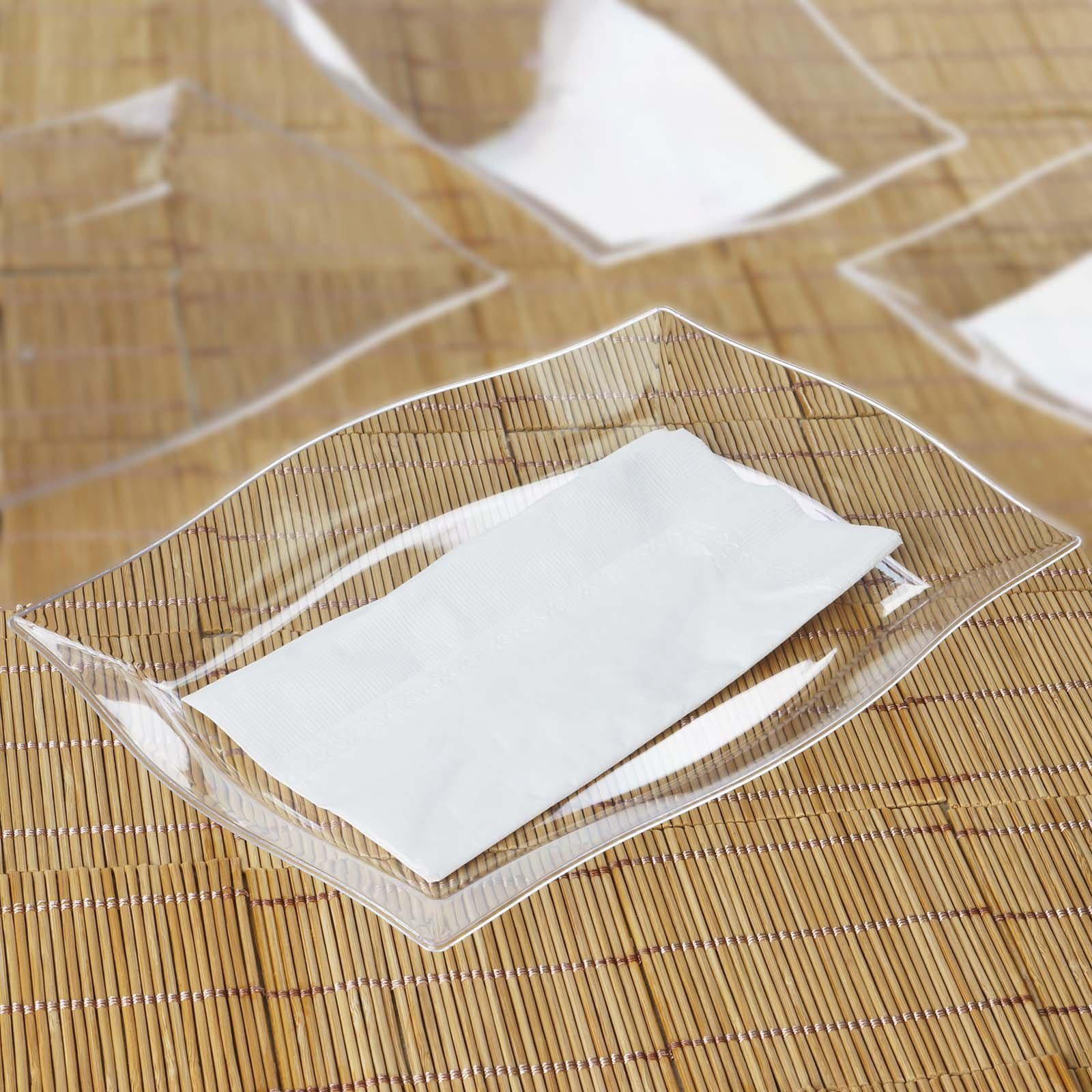 Efavormart Set of 10 - 12" Clear Disposable Plastic Rectangular Serving ...