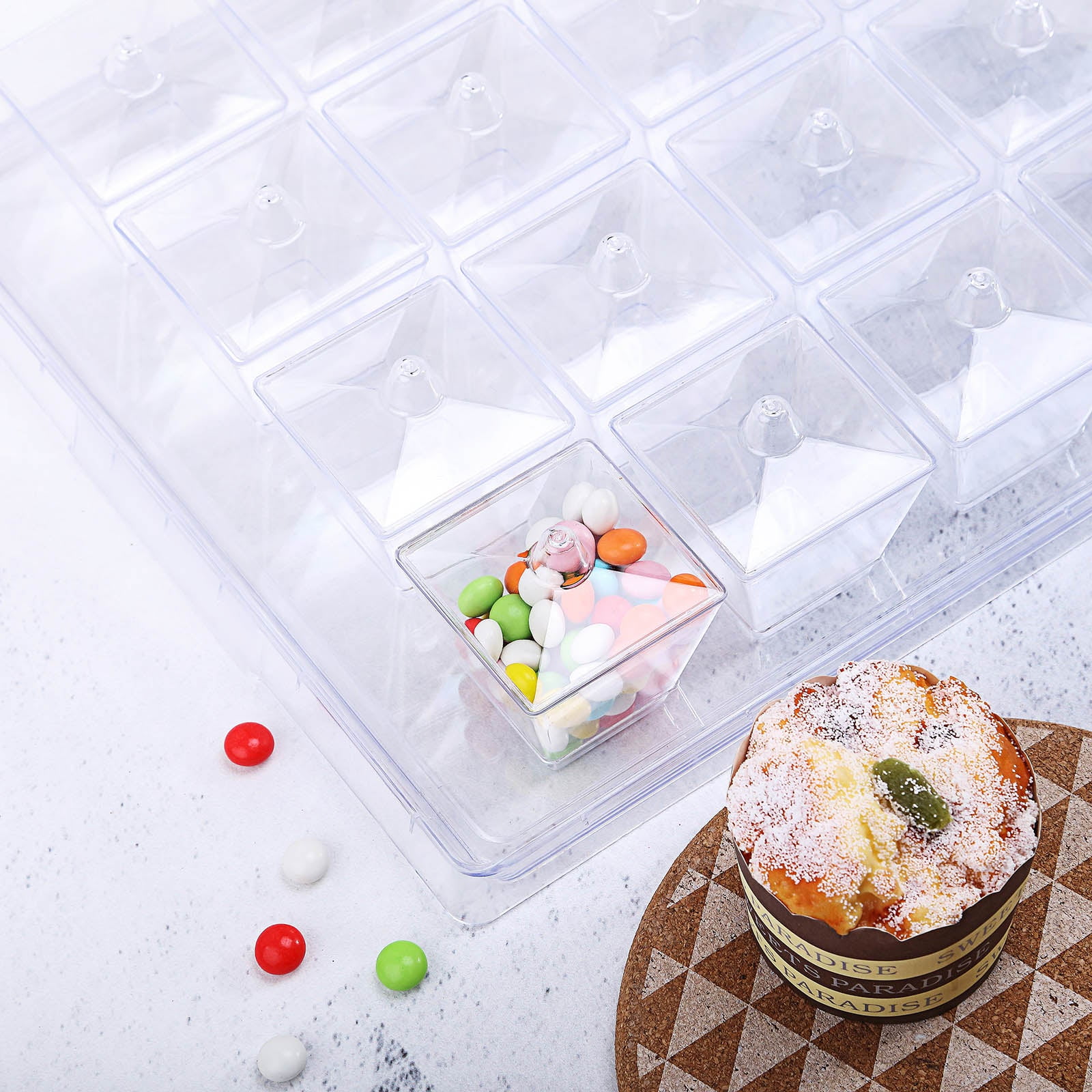 Efavormart Set of 20 - 3oz Clear Disposable Plastic Square Dessert Cups ...