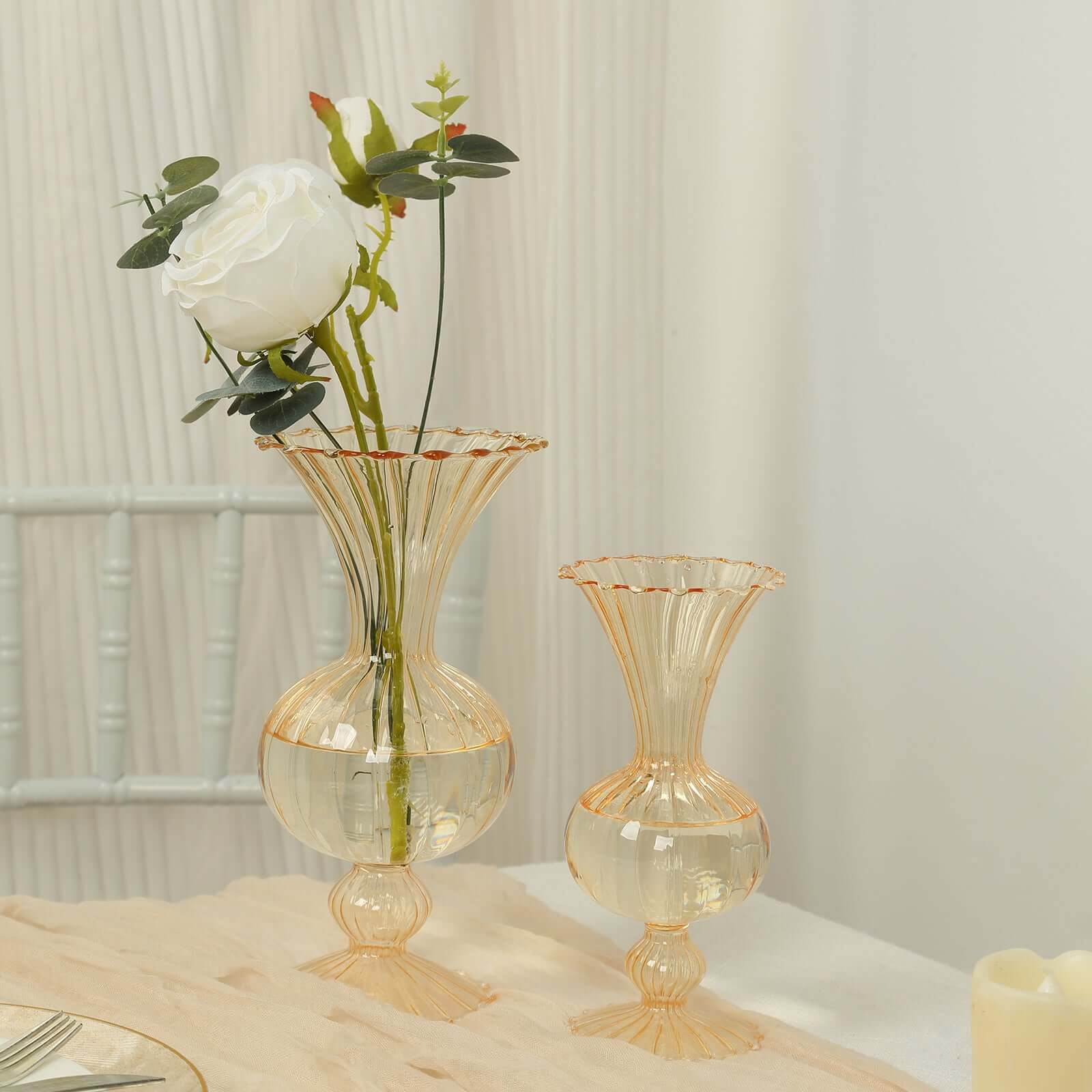 Efavormart Set of 4 Amber Gold Nordic Style Glass Flower Vases with ...