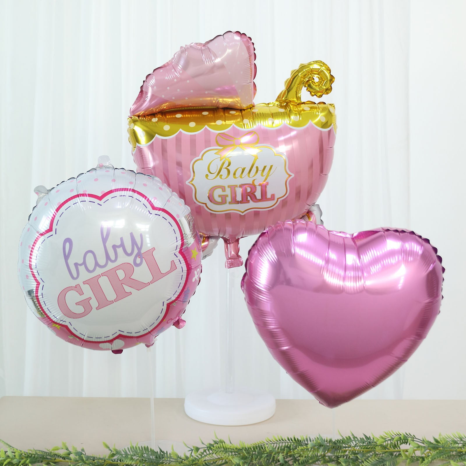 Efavormart Set Of 5 | Pink/White Girl Baby Shower Mylar Foil Balloon ...