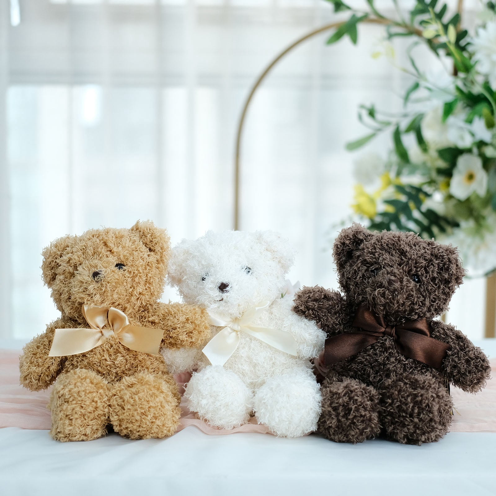 eFavormart Set of 3 Plush Stuffed Teddy Bears, 7 Inch, Dark Brown ...