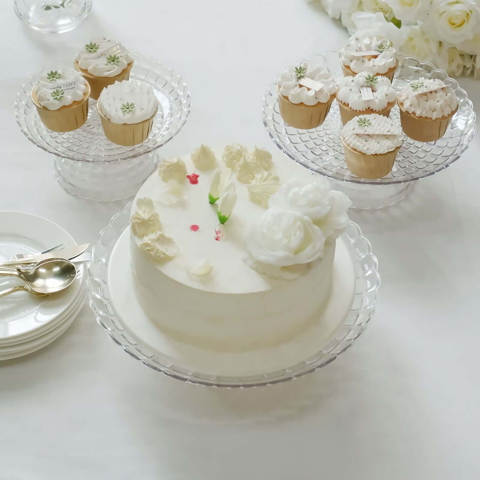 Efavormart Set Of 3 | Clear Round Plastic Stackable Cupcake Stands - 8 ...