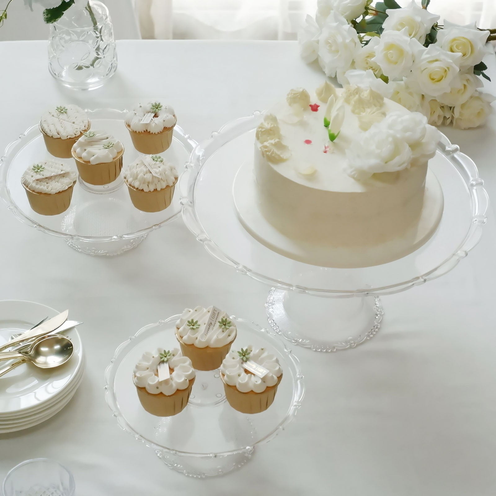 Efavormart Set Of 3 | Clear Plastic Stackable Cupcake Pedestal Display ...