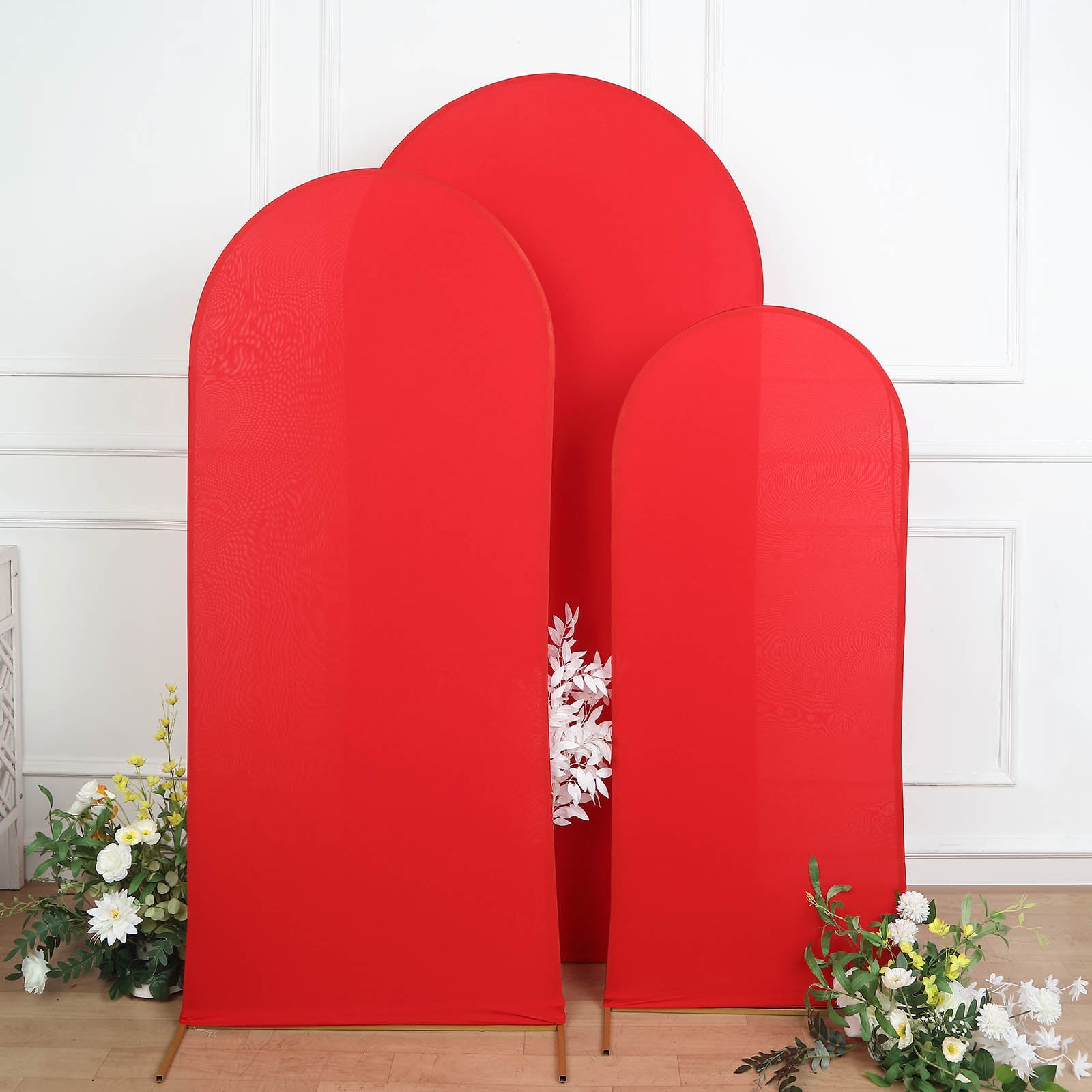 Efavormart Set Of 3 | Matte Red Spandex Fitted Wedding Arch Covers For ...