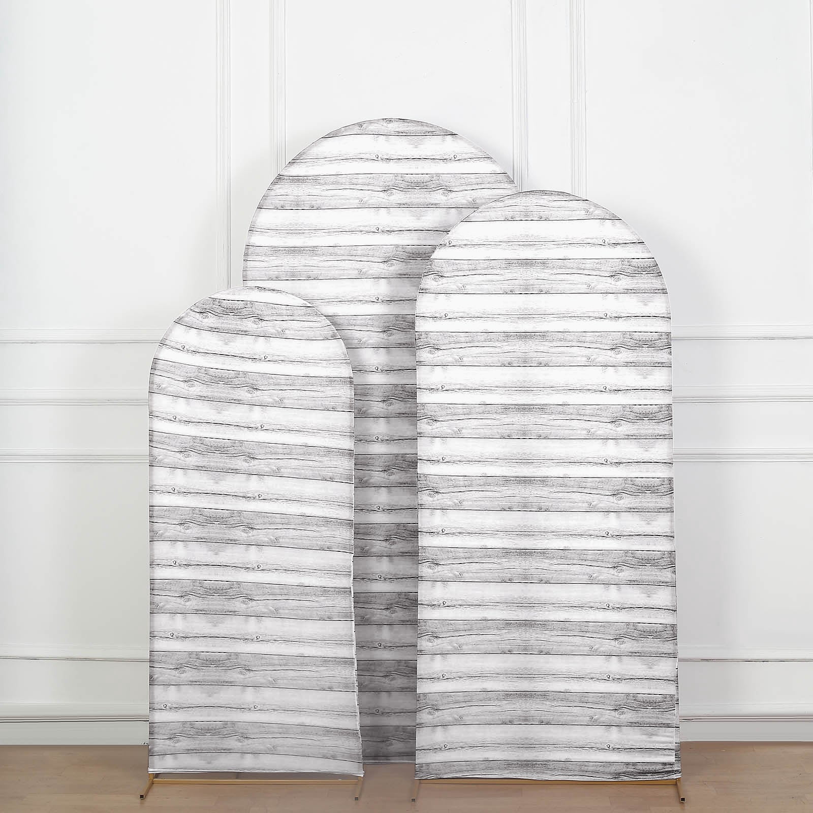 Efavormart Set Of 3 | White Rustic Wood Plank Pattern Spandex Fitted ...