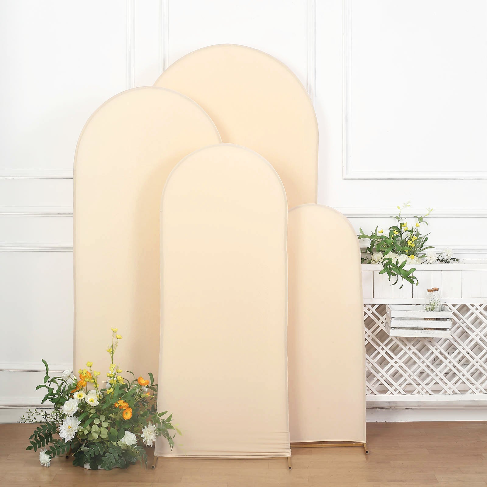 Efavormart Set Of 4 | Matte Beige Spandex Fitted Wedding Arch Covers ...