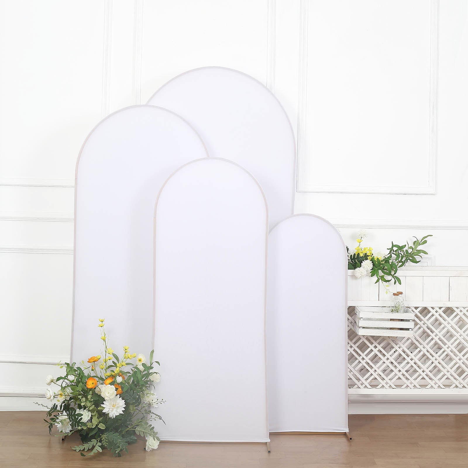 Efavormart Set Of 4 | Matte White Spandex Fitted Wedding Arch Covers ...