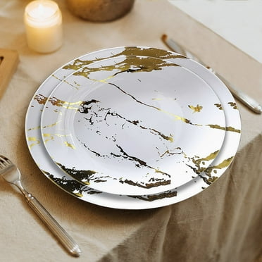 Efavormart 24 Pack Elegant 7.5" Shiny Silver Round Heavy Duty Plastic ...