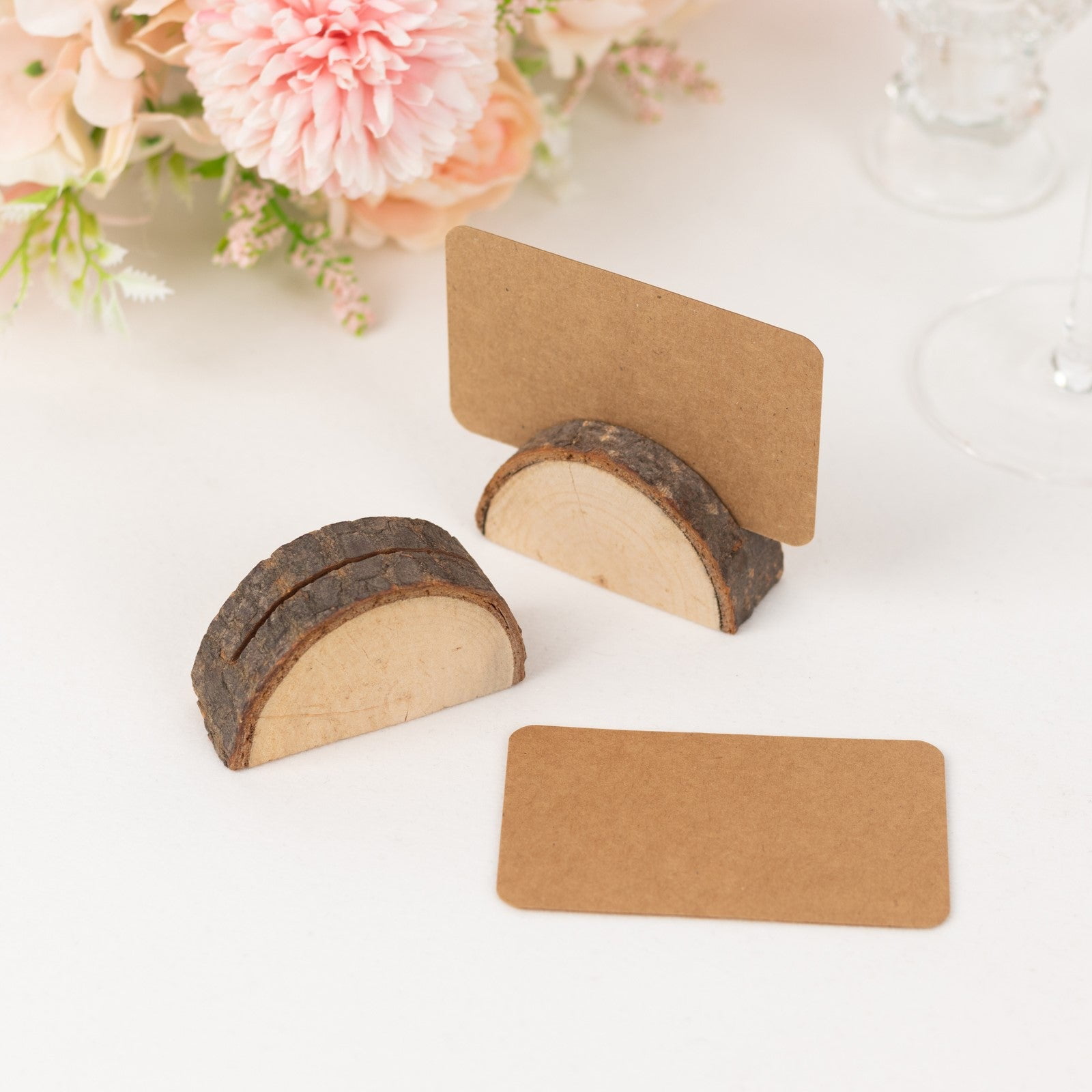 Efavormart Set of 10 Semicircle Rustic Wood Place Card Holders With ...