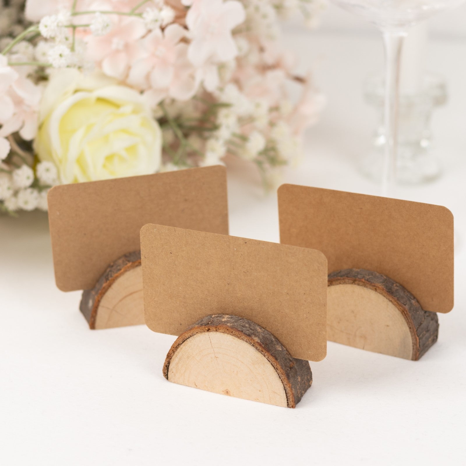 Efavormart Set of 10 Semicircle Rustic Wood Place Card Holders With ...