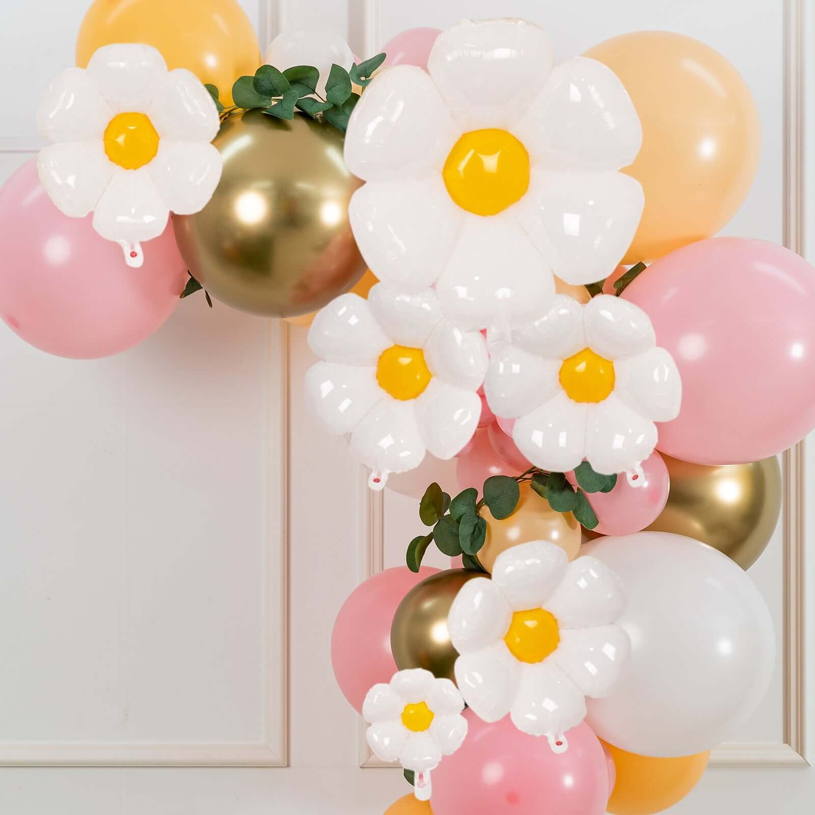 eFavormart White Daisy Mylar Foil Party Balloons, Assorted Sizes 10 ...