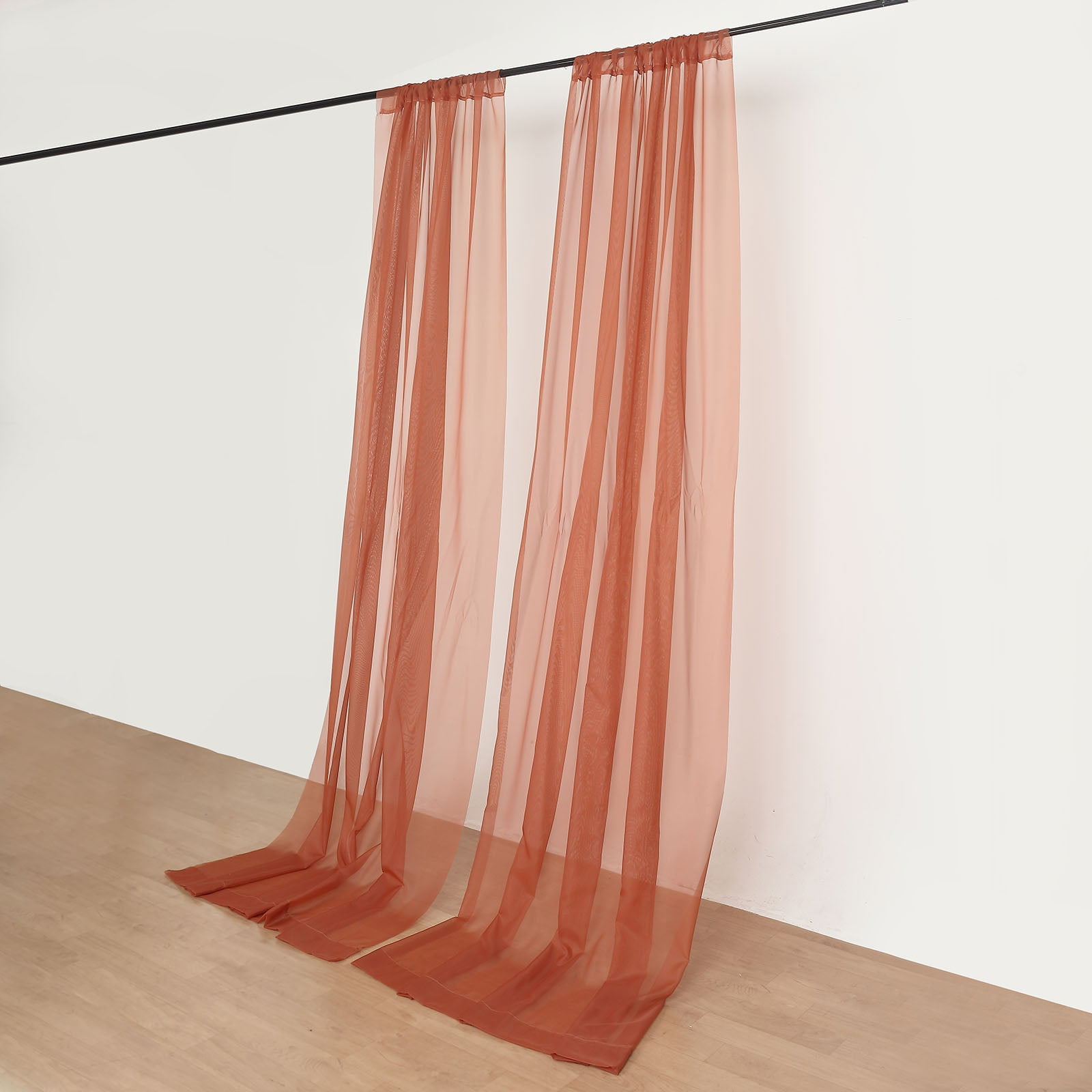 Efavormart Set of 2 2FTx10FT Fire Retardant Terracotta Sheer Voil ...