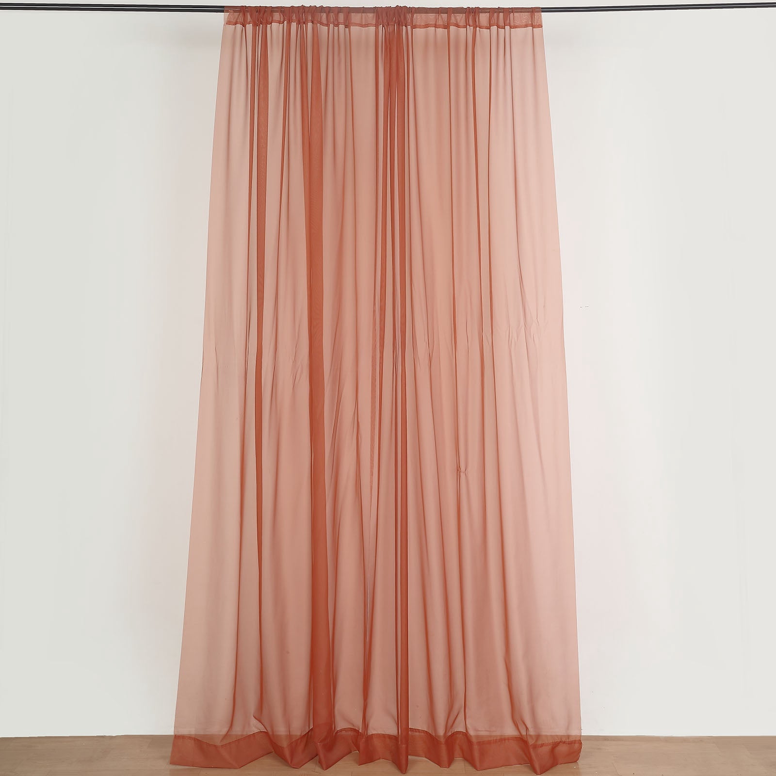 Efavormart Set of 2 2FTx10FT Fire Retardant Terracotta Sheer Voil ...