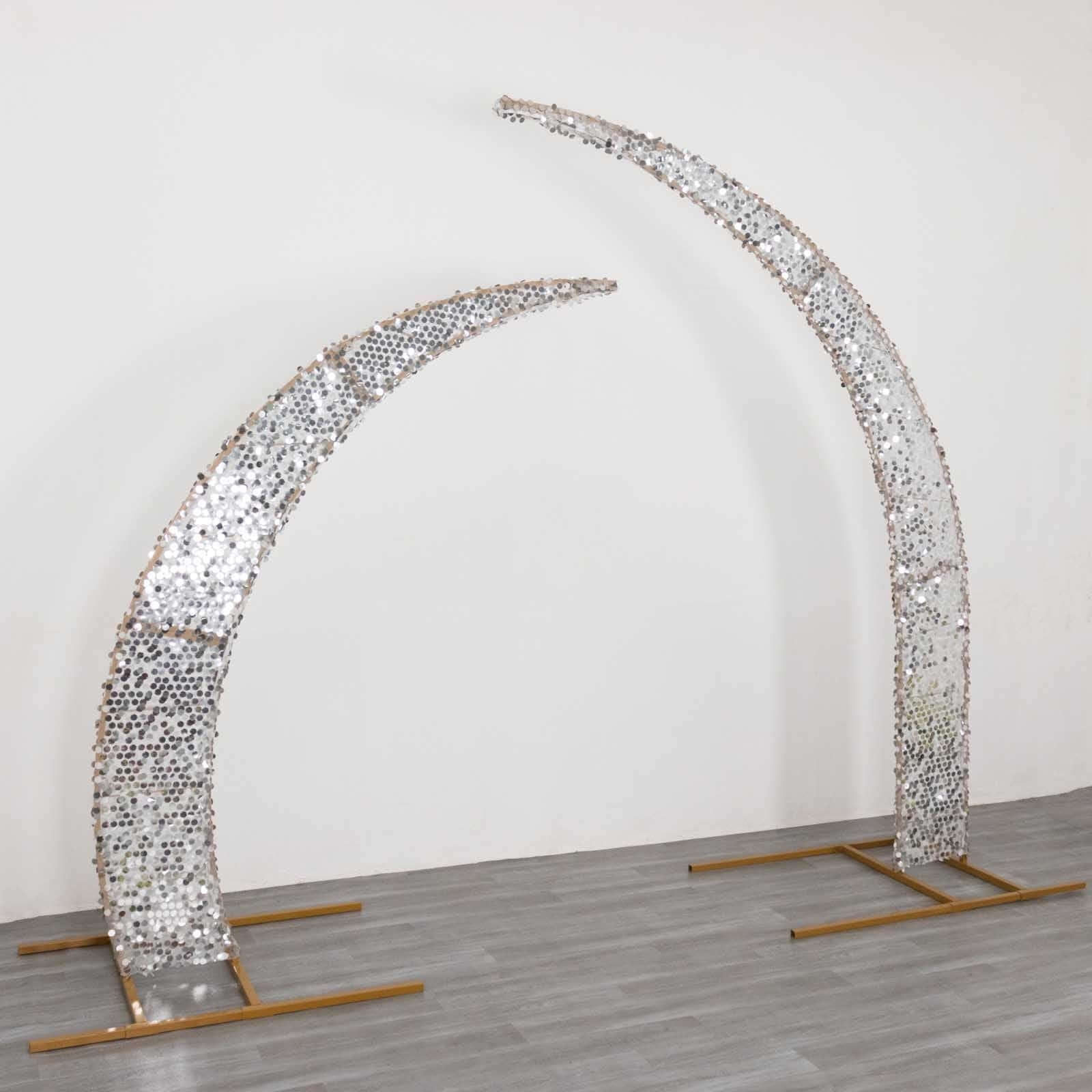 Efavormart Set of 2 Silver Big Payette Sequin Wedding Arch Cover for ...