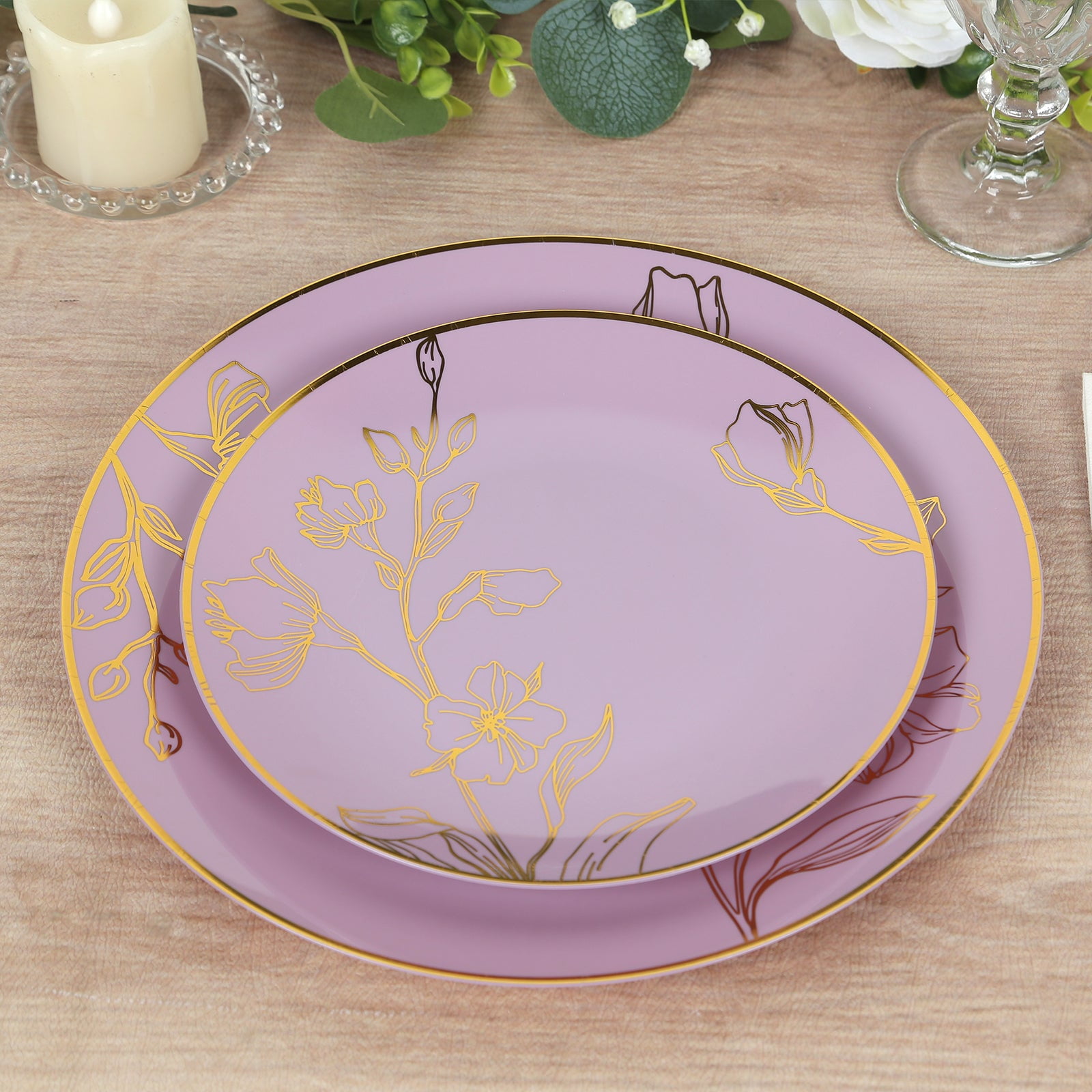 Efavormart Set of 20 Lavender Lilac Plastic Party Plates With Metallic ...