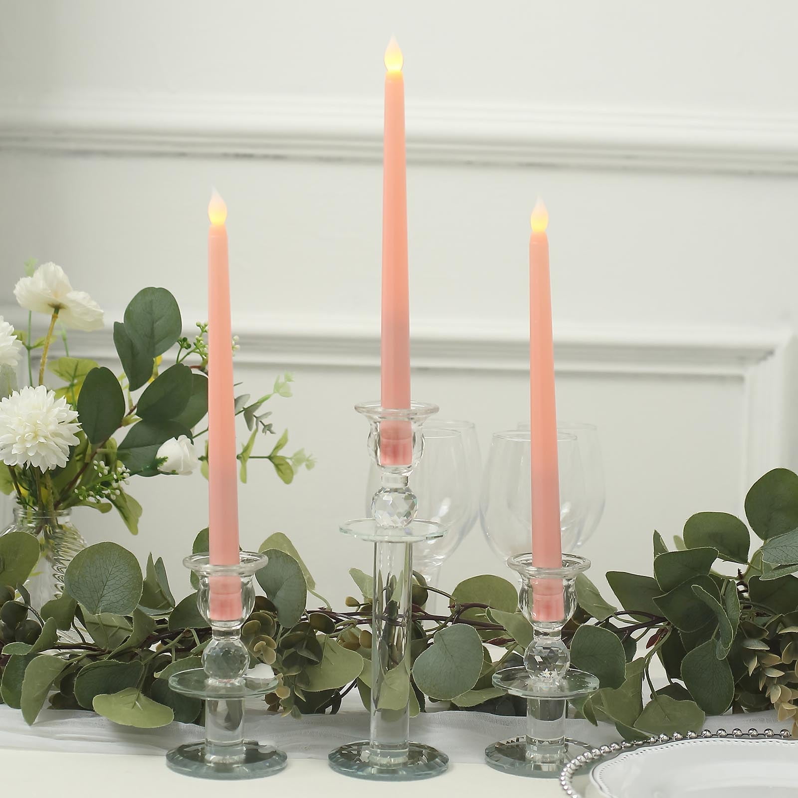 Efavormart 11" Cordless LED Taper Candles, Set of 3, Flameless, Battery ...