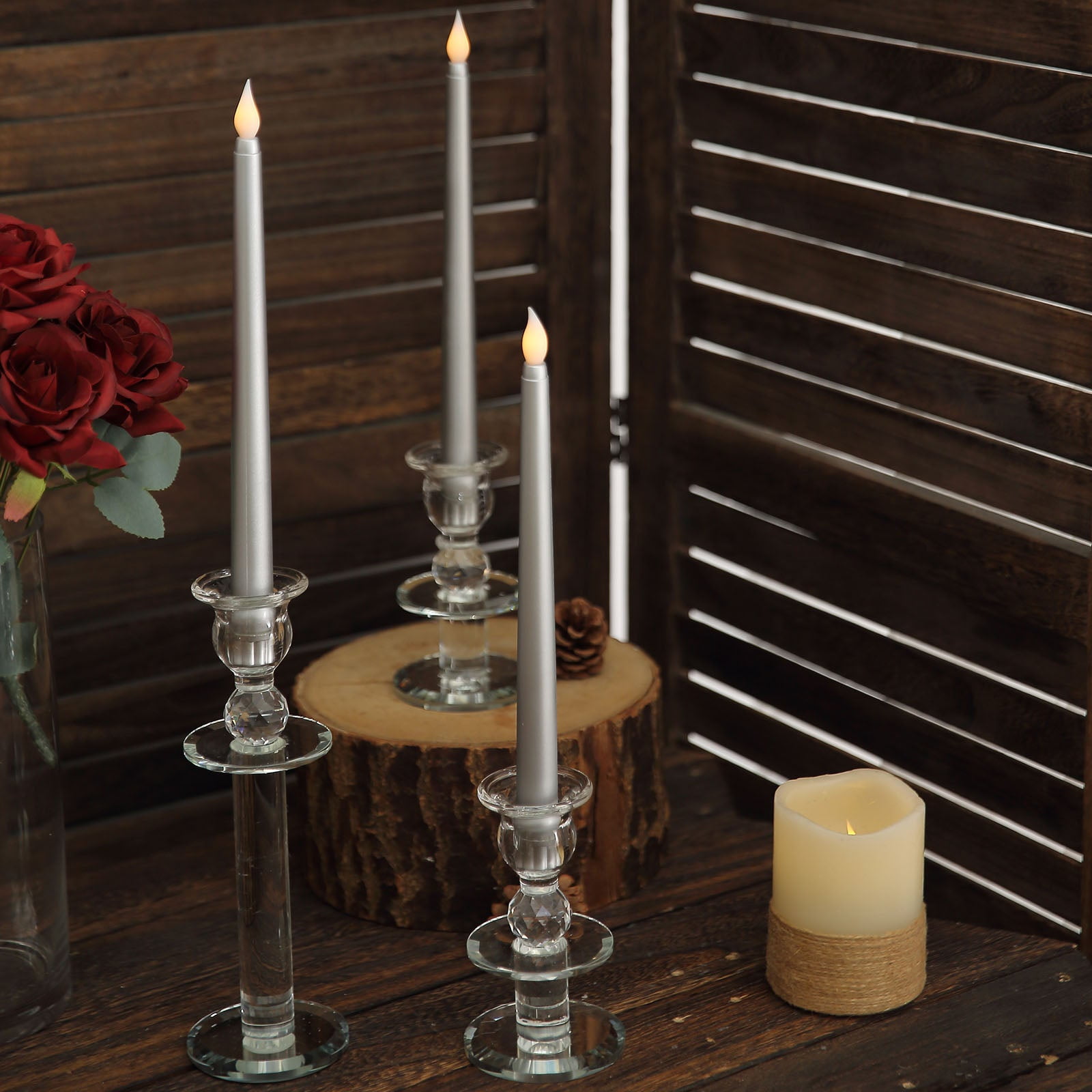 Efavormart Set of 3 | 11" Battery Powered LED Taper Candles, Flameless ...