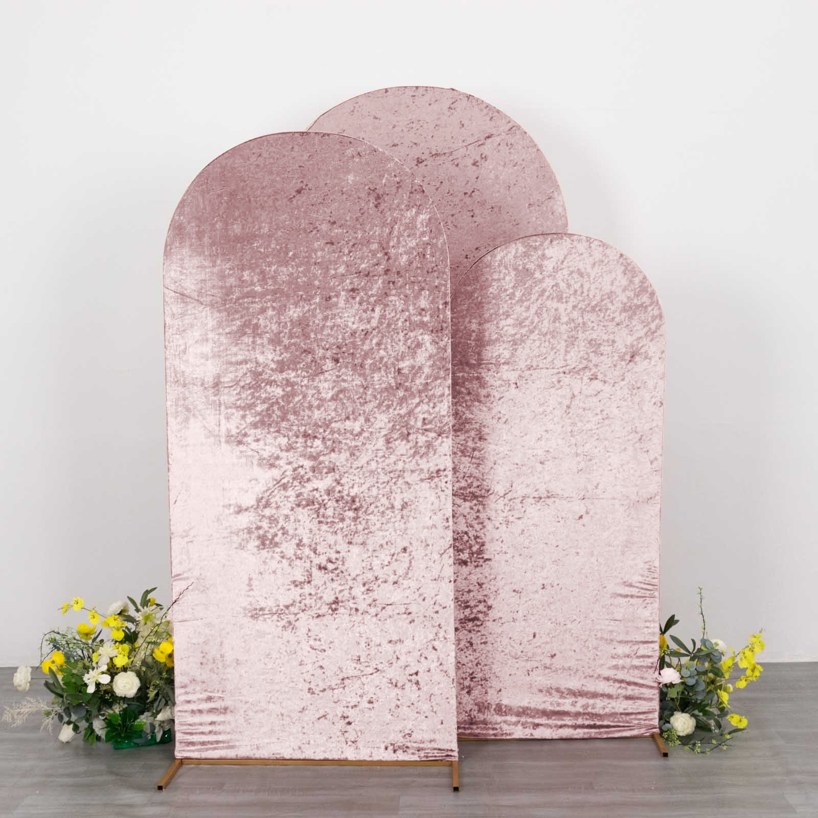 Efavormart Set of 3 Dusty Rose Crushed Velvet Chiara Wedding Arch ...