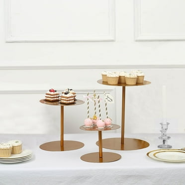 Efavormart 23" 3-Tier Gold Metal Cupcake Stand With Clear Round Acrylic ...