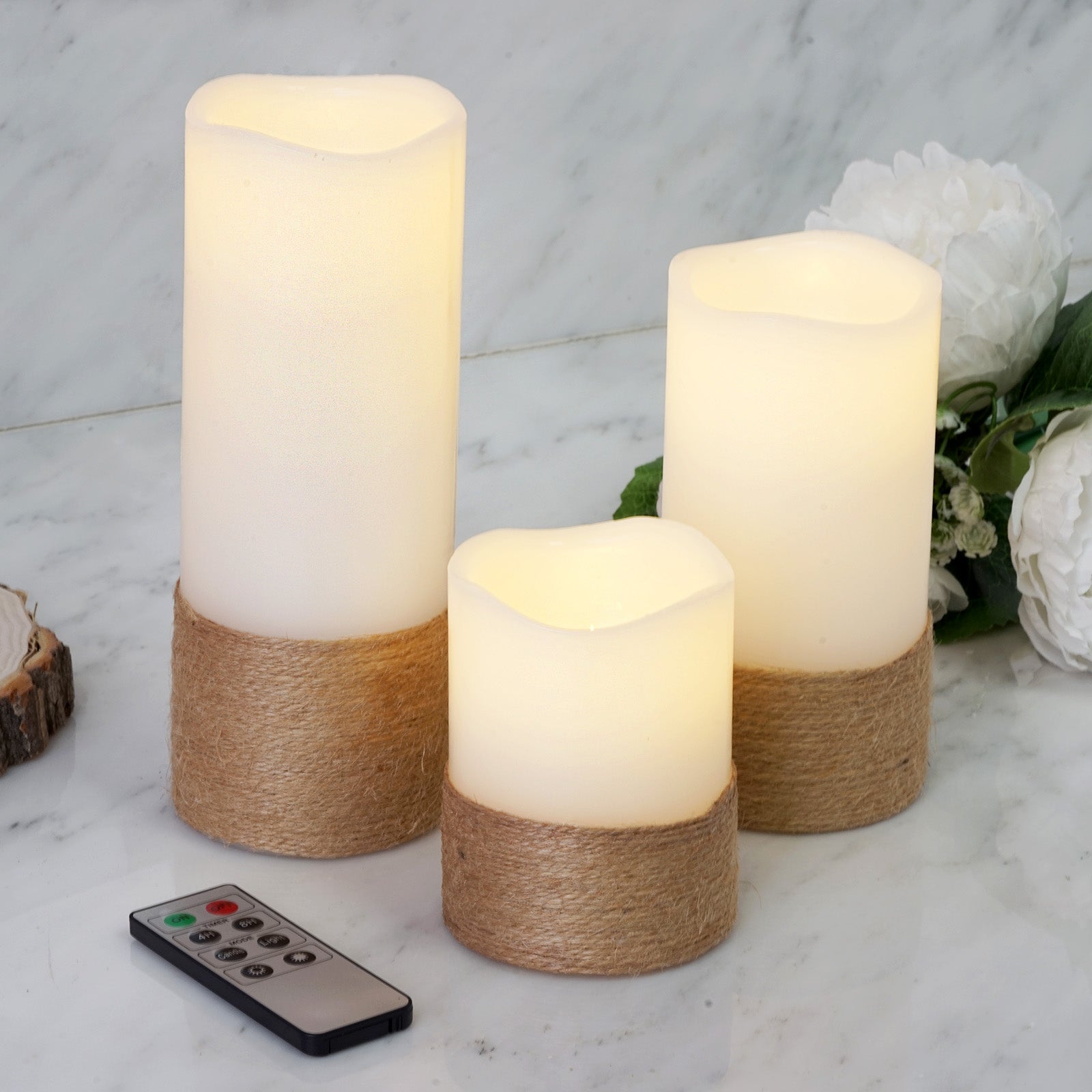 Efavormart 3pc Set of Natural Flameless LED Candles, Small, Large ...