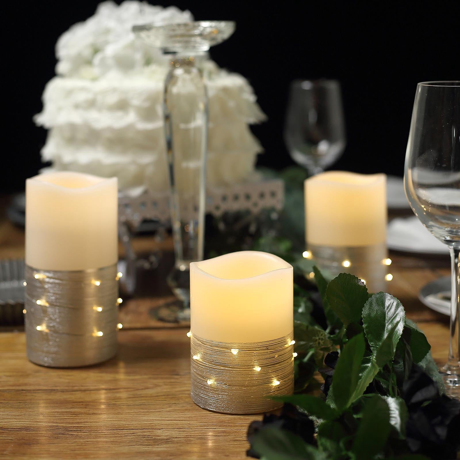 Efavormart Set of 3 Gold Flameless LED Candles, Small, Medium, Large ...