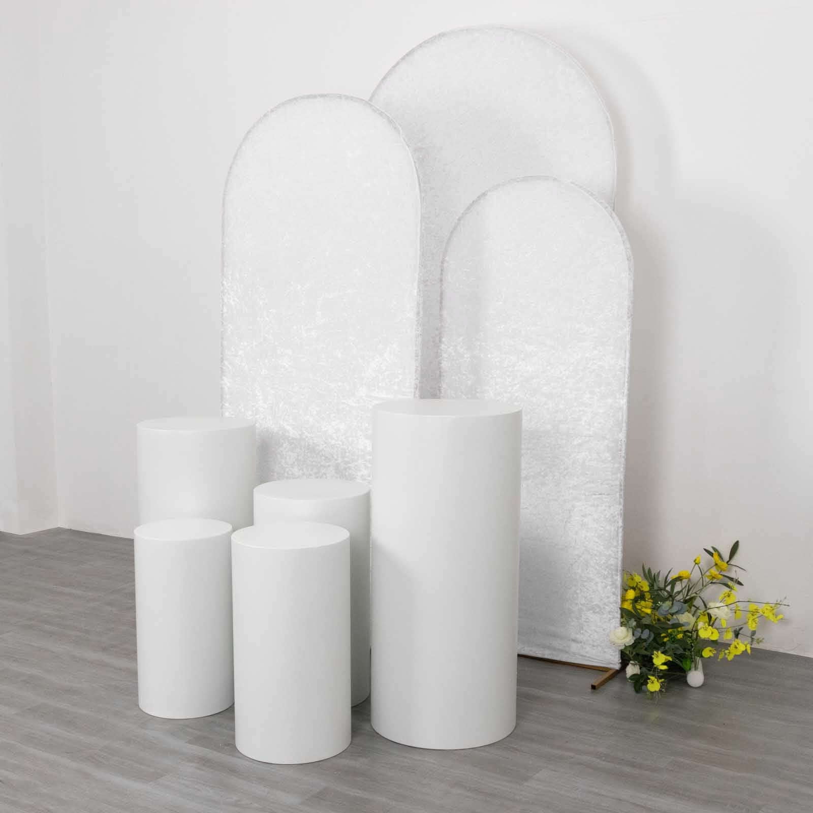 Efavormart Set of 3 White Crushed Velvet Chiara Wedding Arch Covers For ...