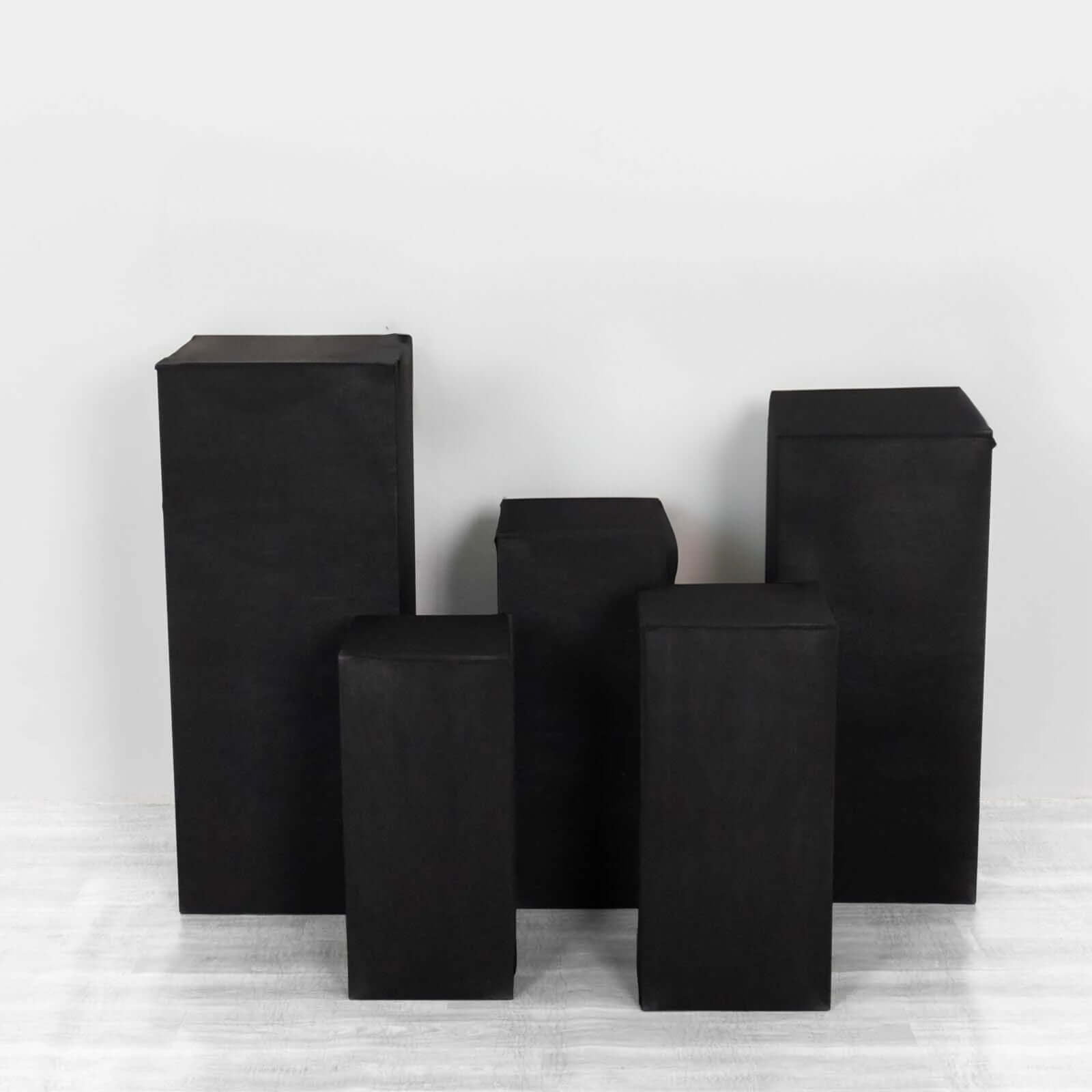 Efavormart Set of 5 Black Spandex Rectangular Plinth Display Box Stand ...
