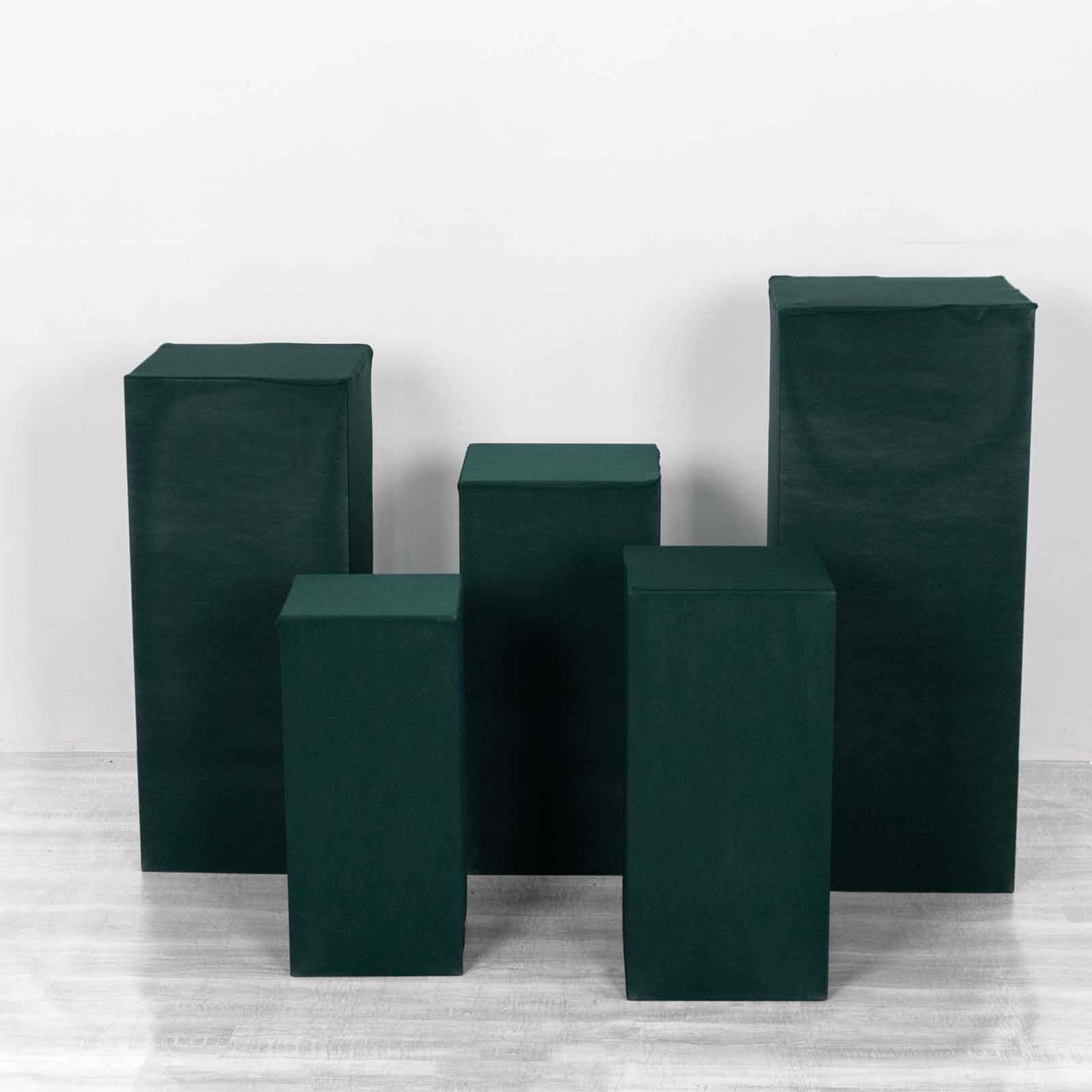Efavormart Set of 5 Hunter Emerald Green Spandex Rectangular Plinth ...