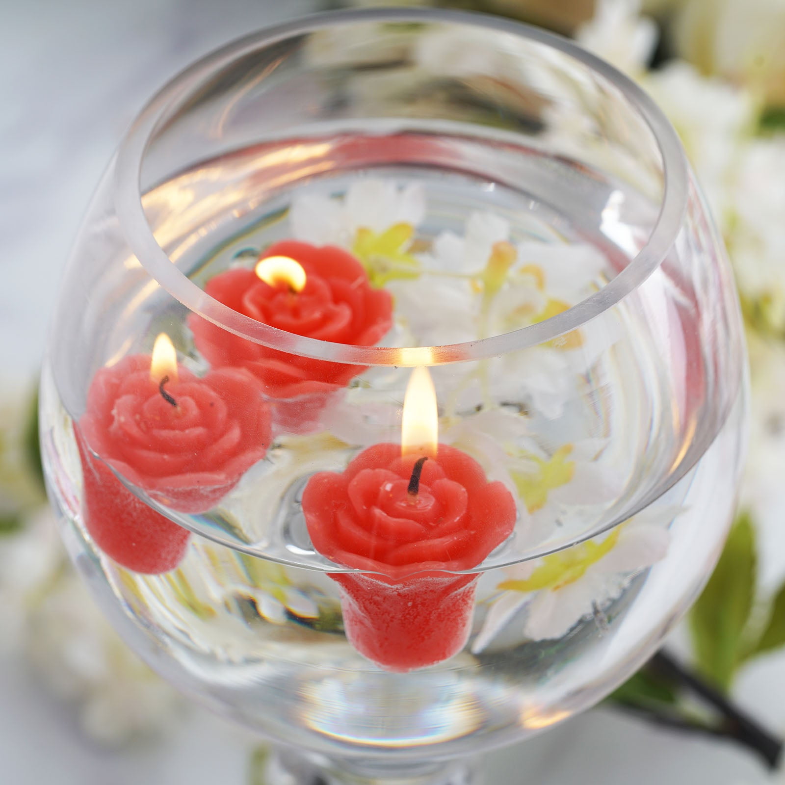 Efavormart Set of 60 Red Mini Floating Rose Candle Ideal for ...