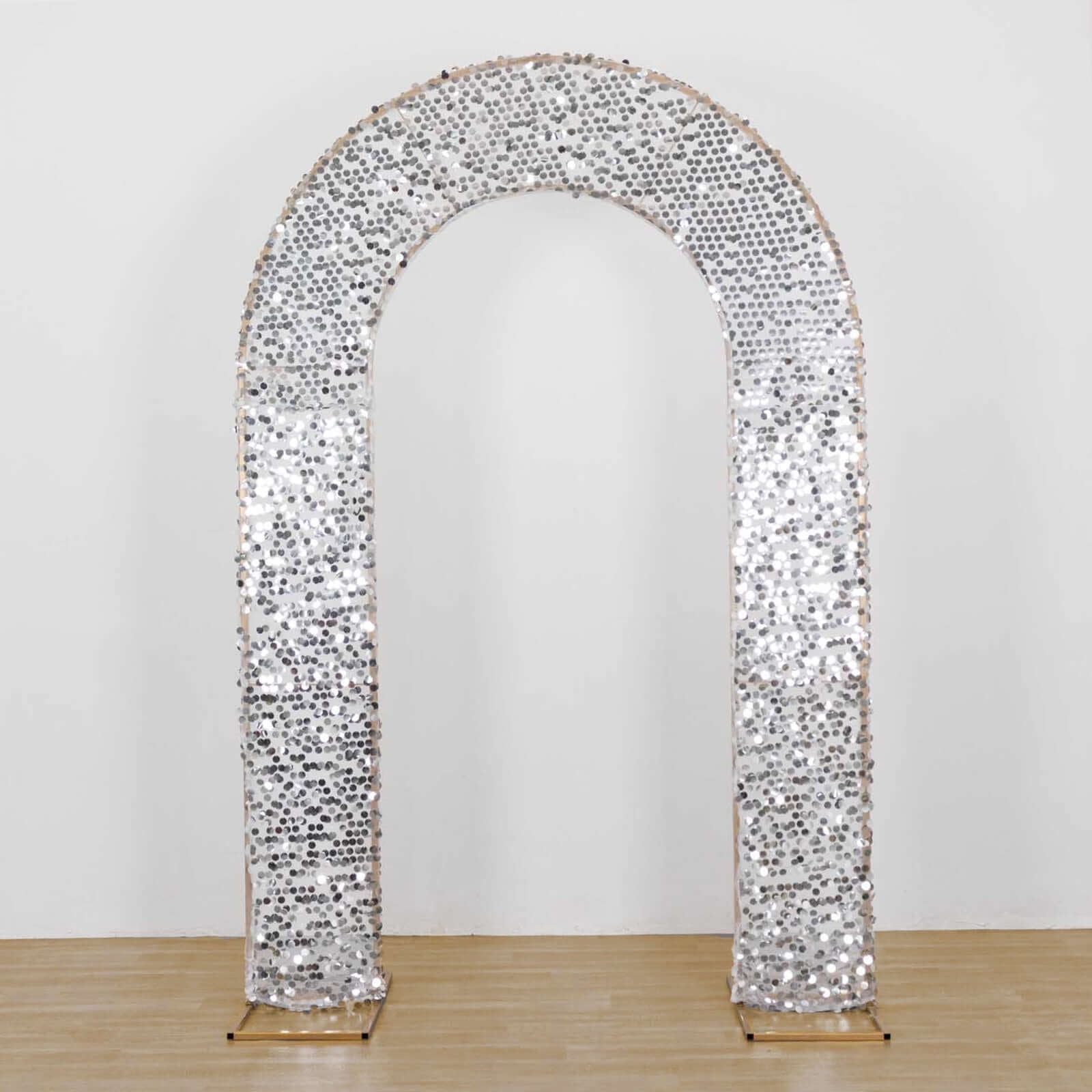 Efavormart Silver Big Payette Sequin Open Arch Backdrop Cover, Sparkly ...