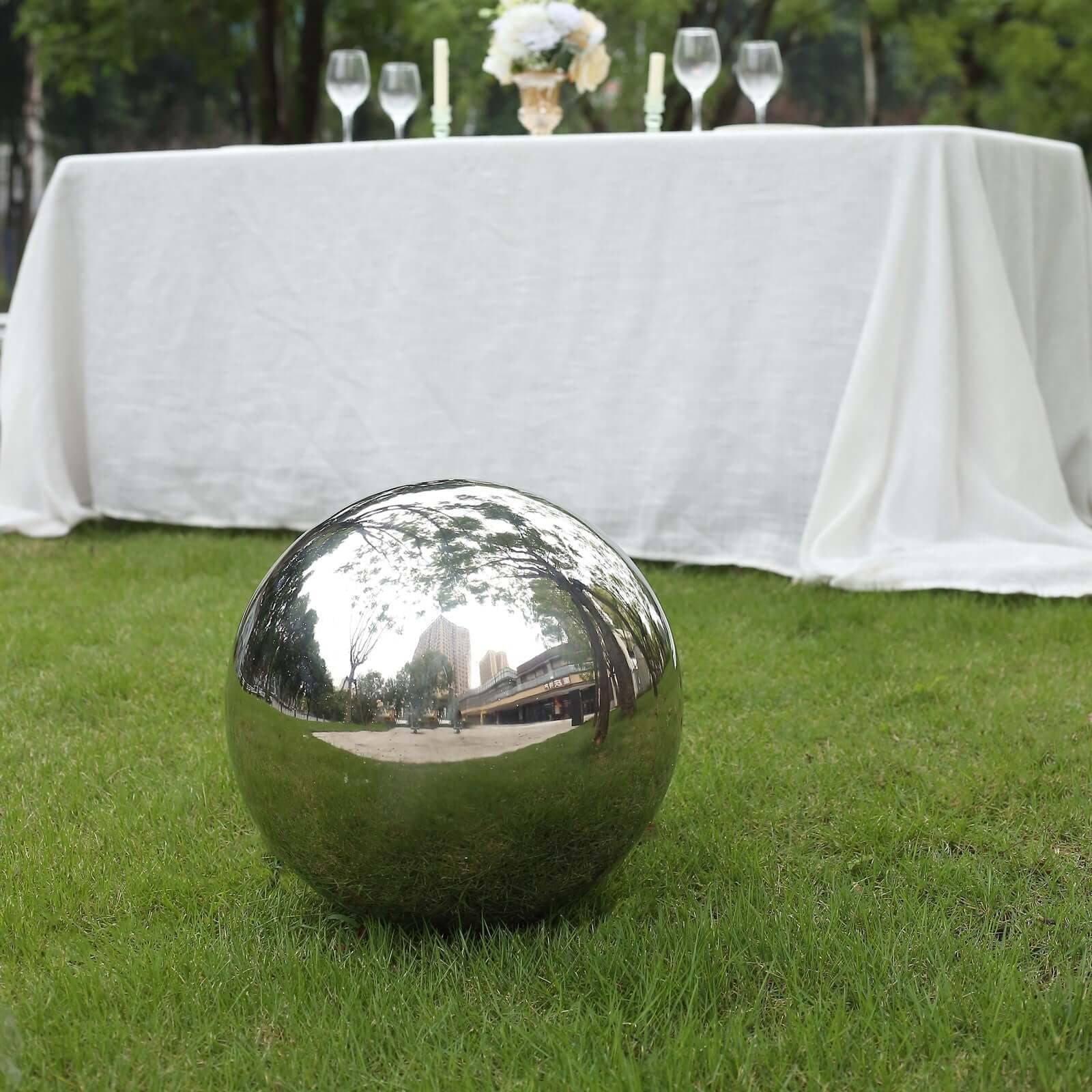 "Efavormart Outdoor Metal 16"" Silver Stainless Steel Gazing Globe ...