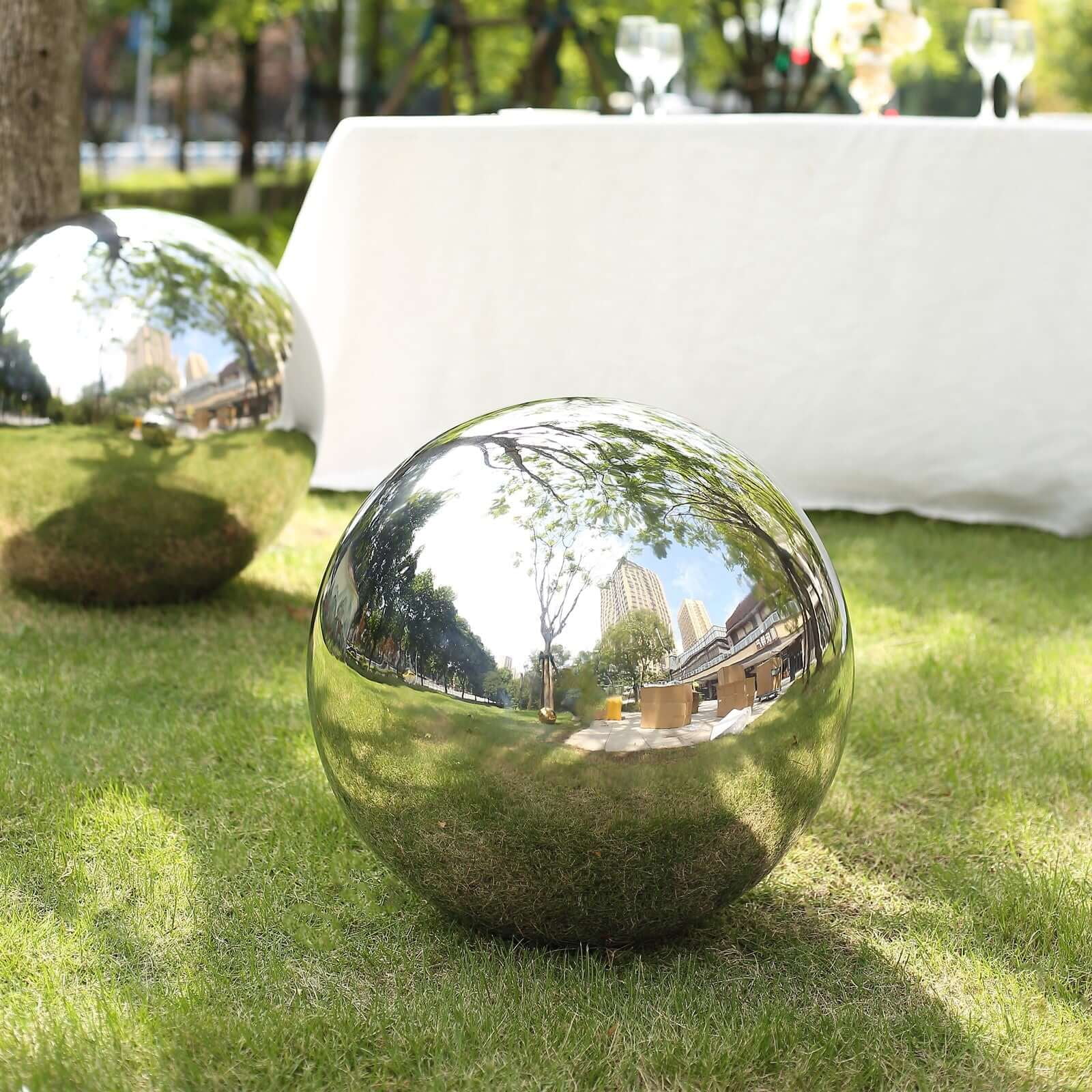 "Efavormart Large Outdoor Decor, Silver Stainless Steel Gazing Globe ...