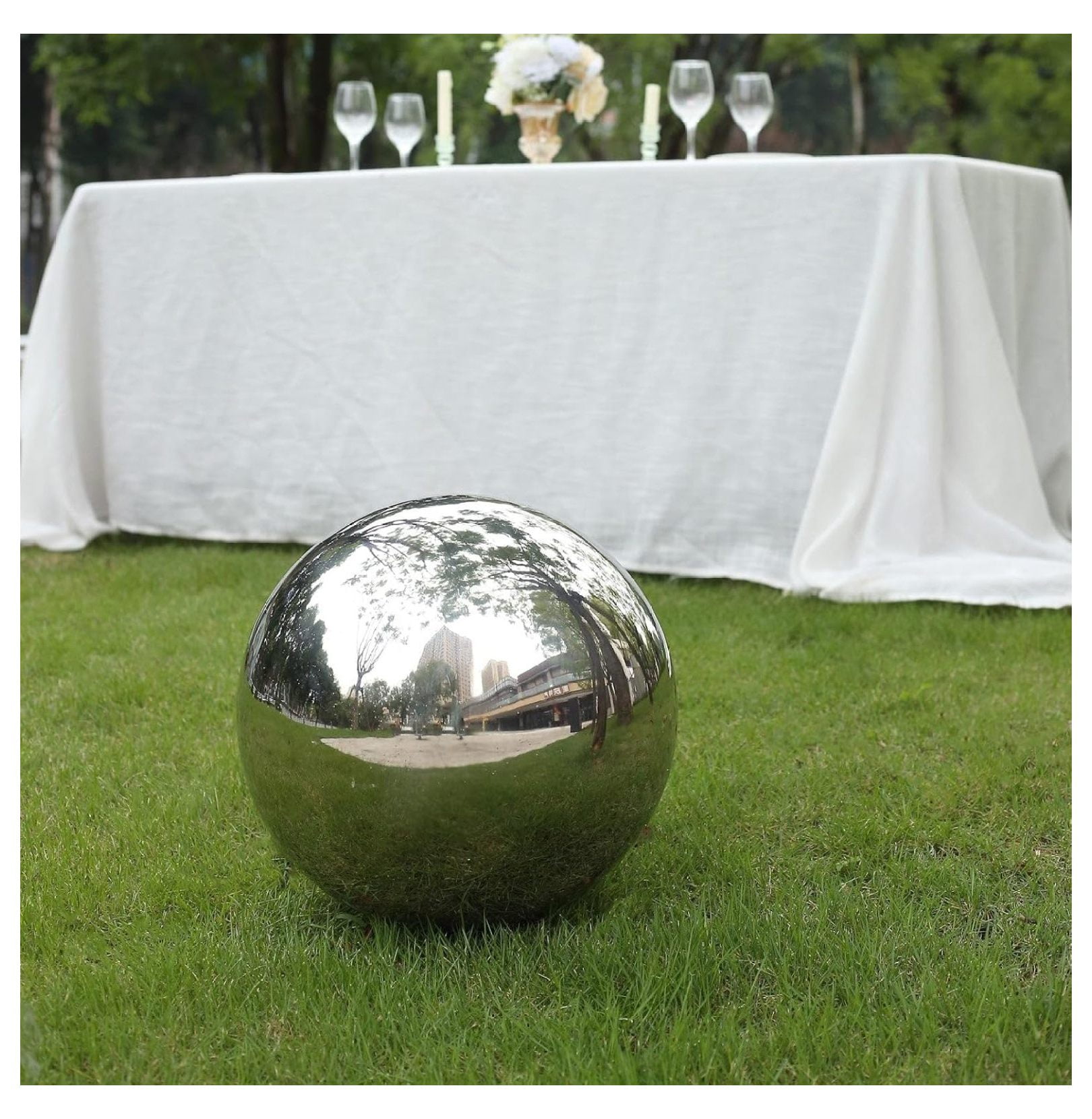 Efavormart Silver Stainless Steel Gazing Globe Mirror , Reflective ...