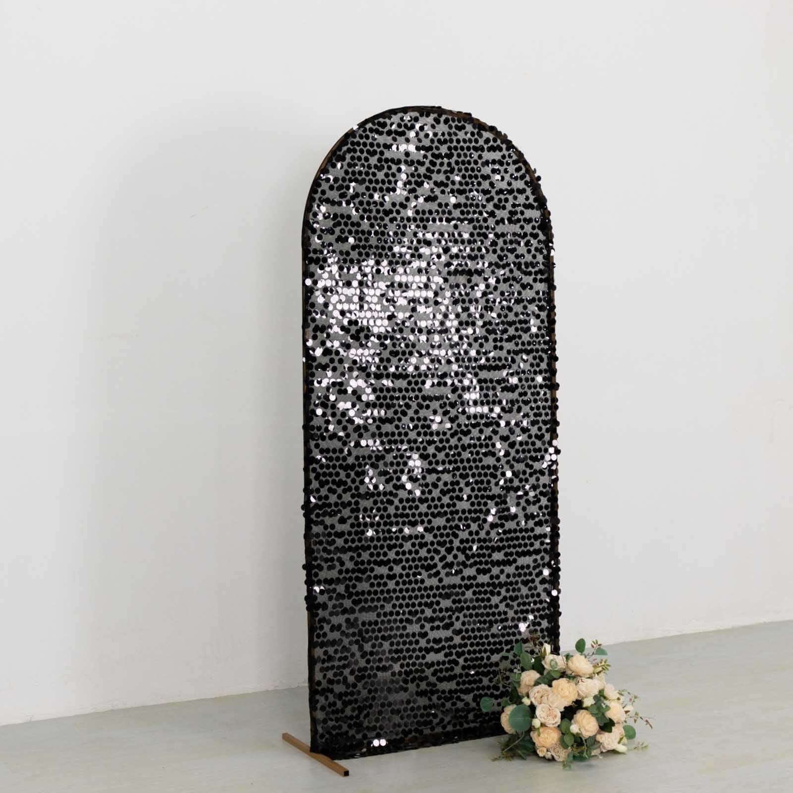 Efavormart Sparkly Black Big Payette Sequin Fitted Chiara Backdrop ...
