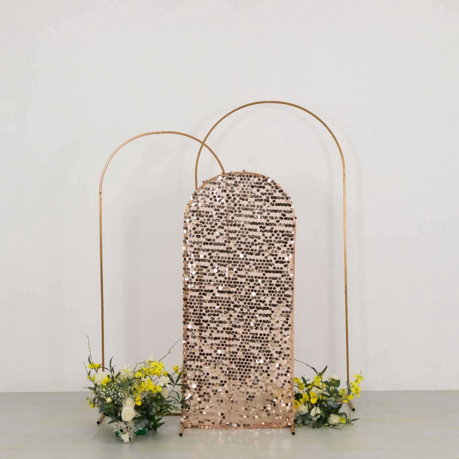 Efavormart Sparkly Rose Gold Big Payette Sequin Fitted Chiara Backdrop ...