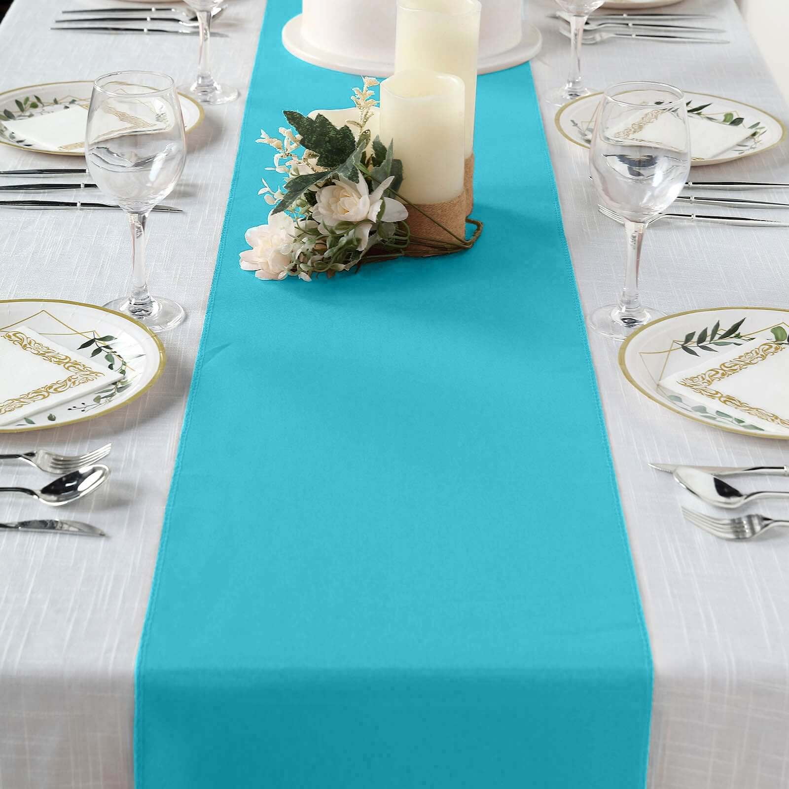 Efavormart TURQUOISE Premium Polyester Table Top Runner For Weddings ...