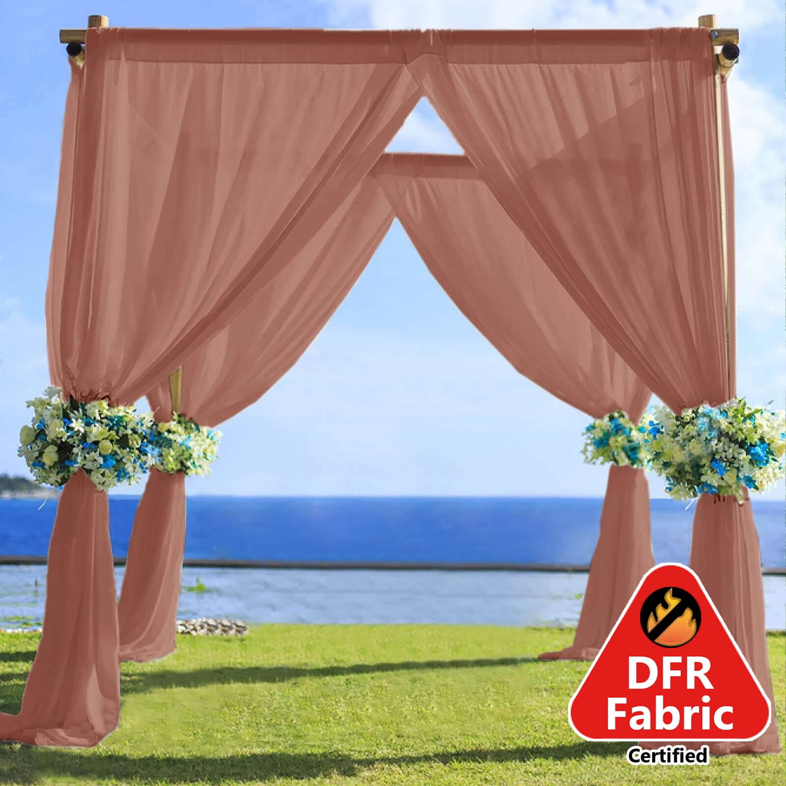 Efavormart Terracotta Sheer Premium Chiffon Curtain Panel Backdrop ...