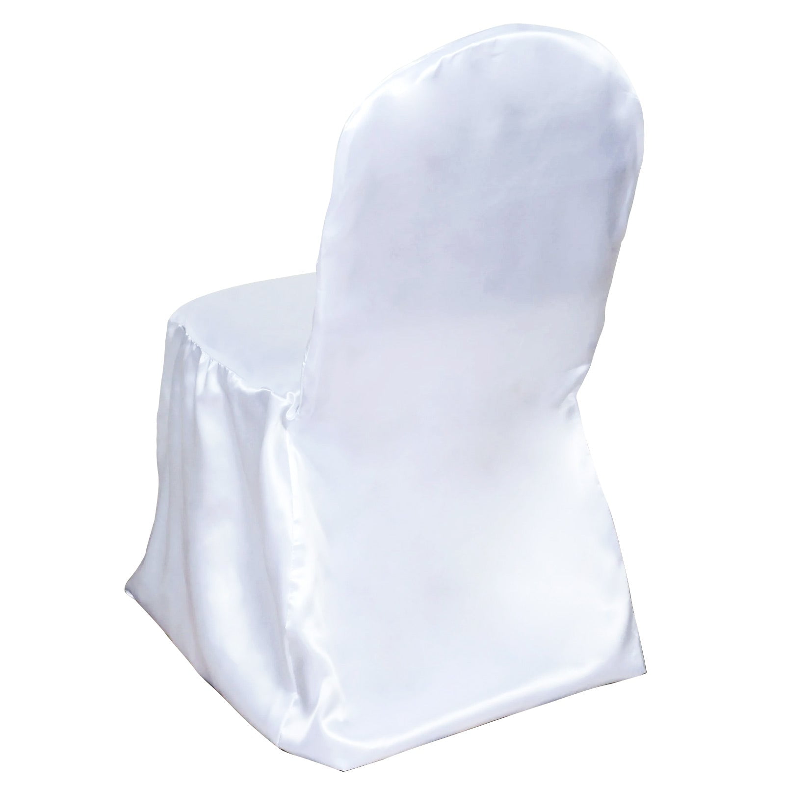 Efavormart White Glossy Satin Banquet Chair Covers, Reusable Elegant ...