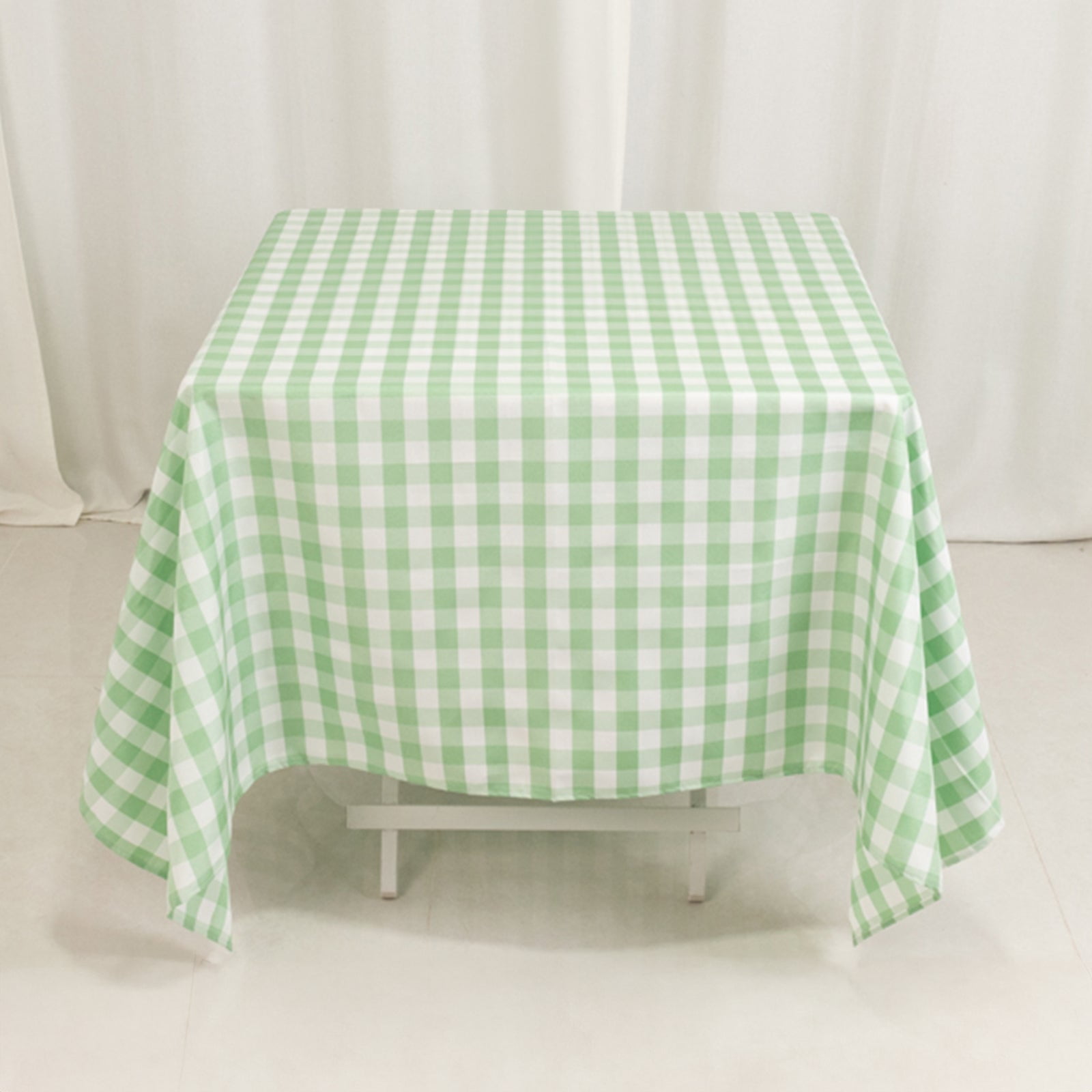 Efavormart White Sage Green Seamless Buffalo Plaid Square Table Overlay ...