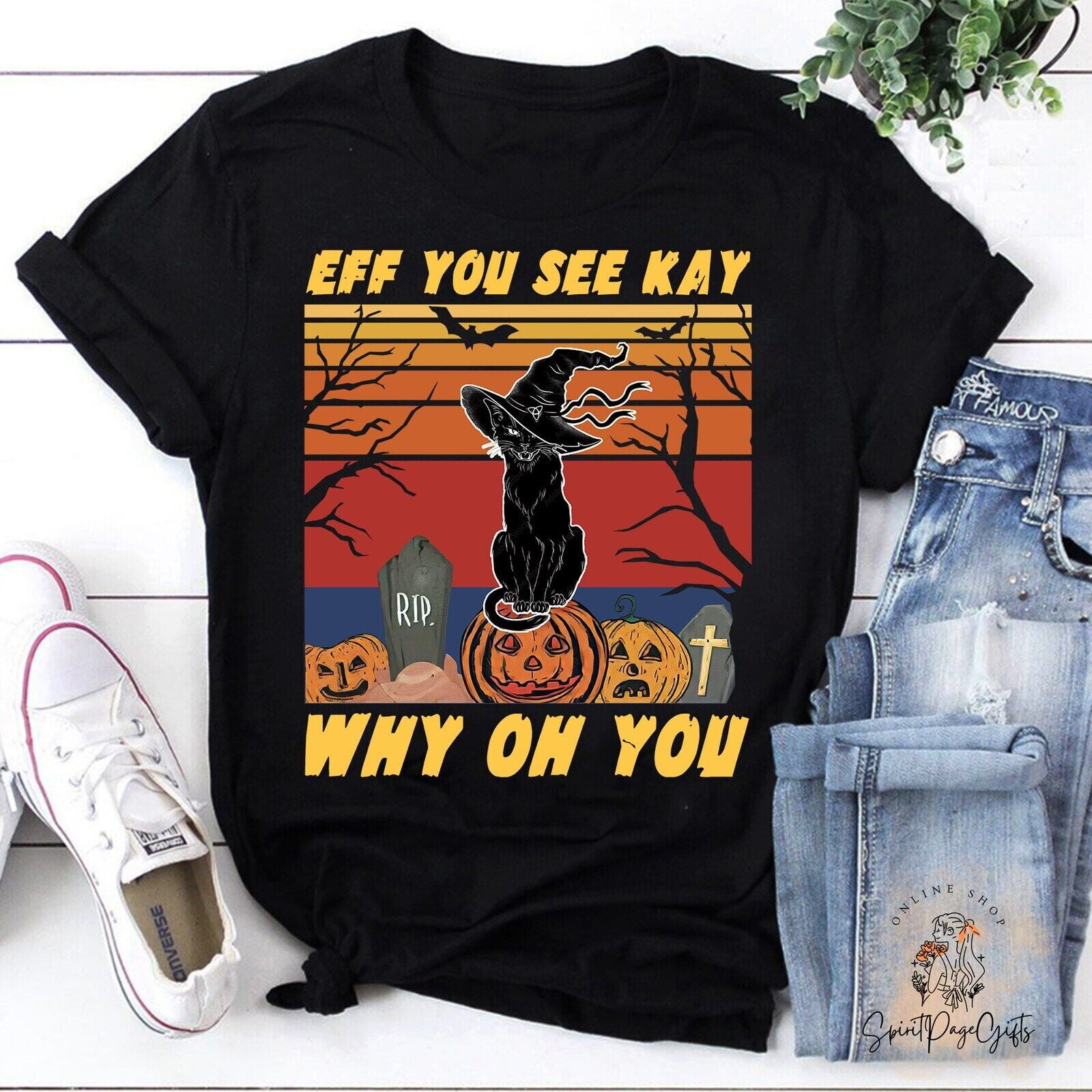 Eff You See Kay Why Oh You Black Cat T-Shirt, Black Cat Shirt, Pumpskin ...