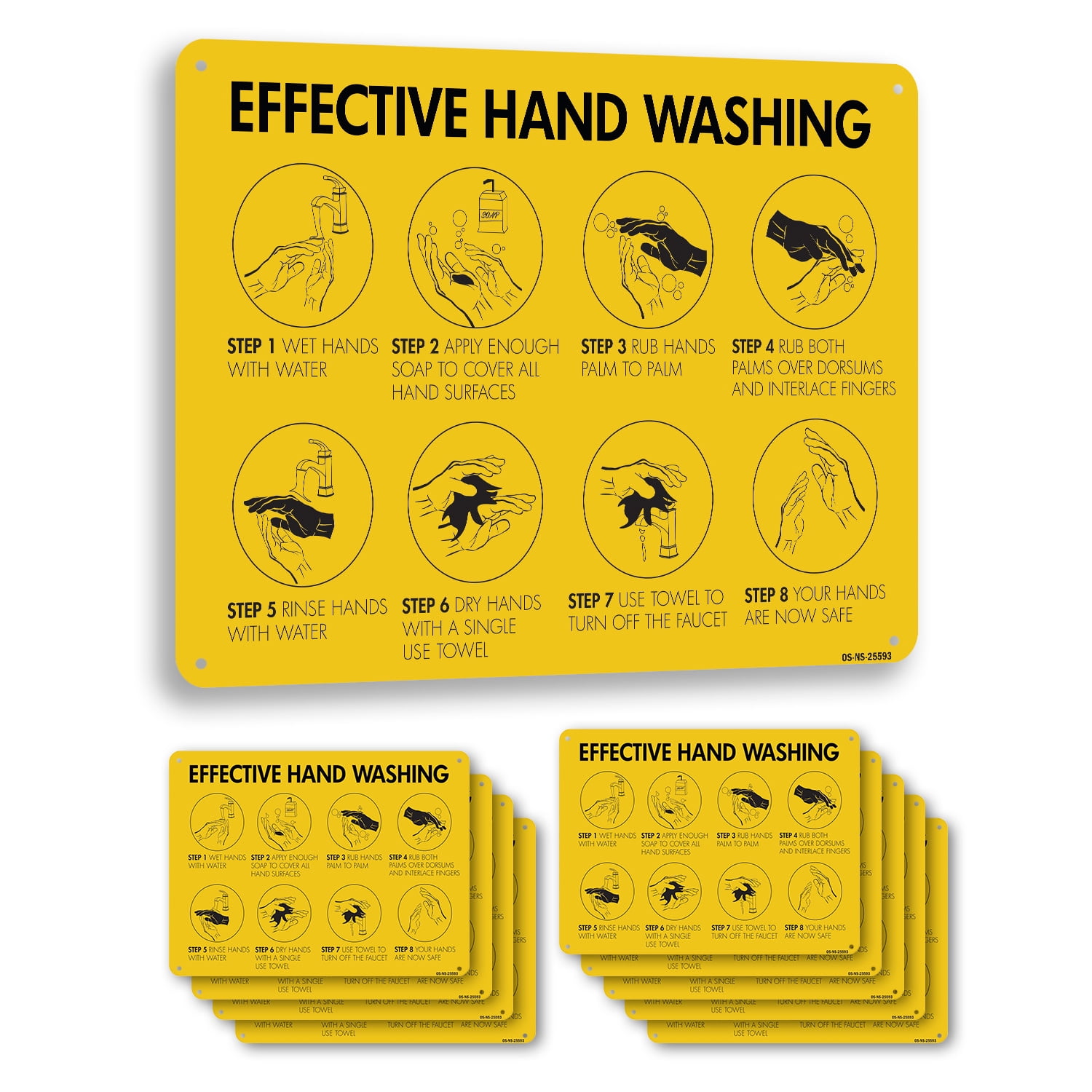 Effective Hand Washing Public Safety Aluminum Sign 14 Inch x 10 Inch ...