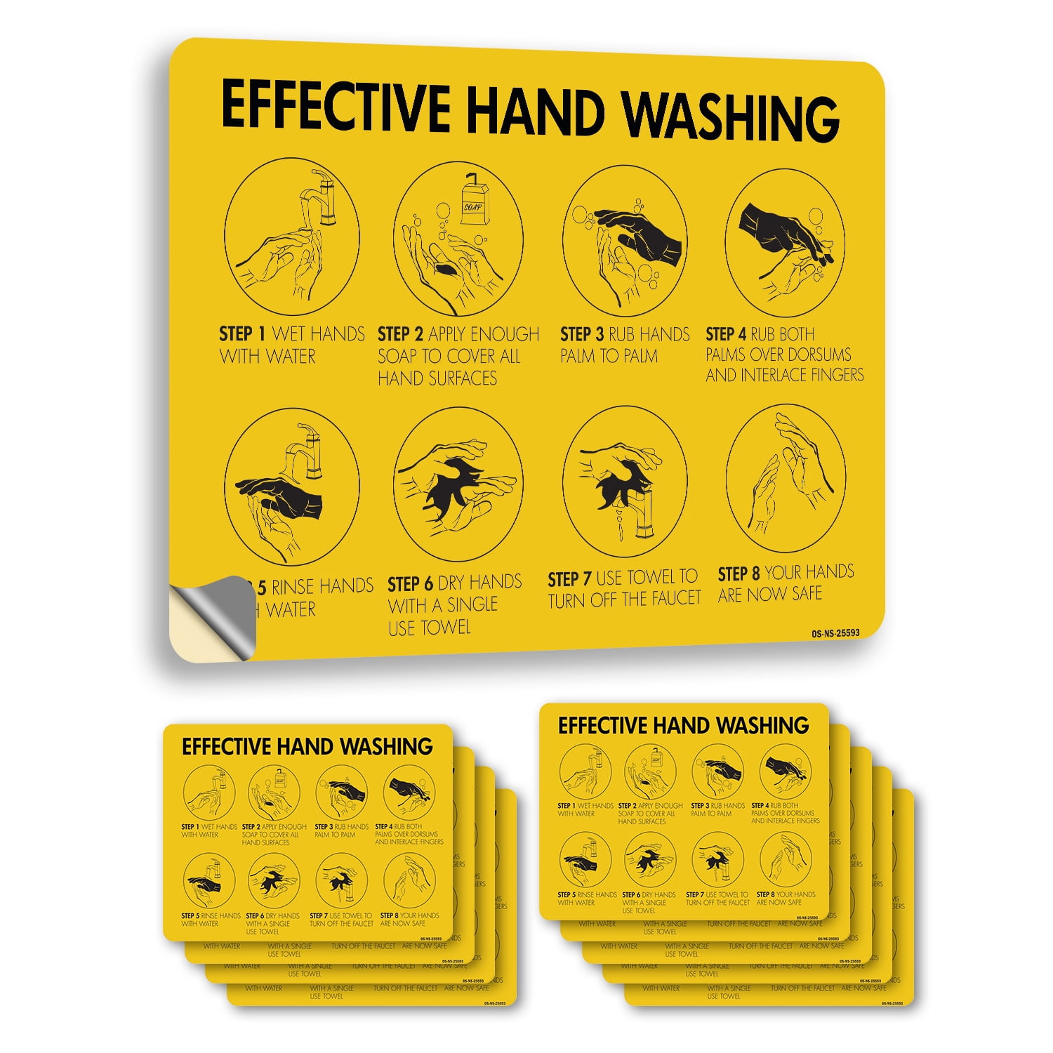 Effective Hand Washing Public Safety Vinyl Decal Label 24 Inch x 18 ...