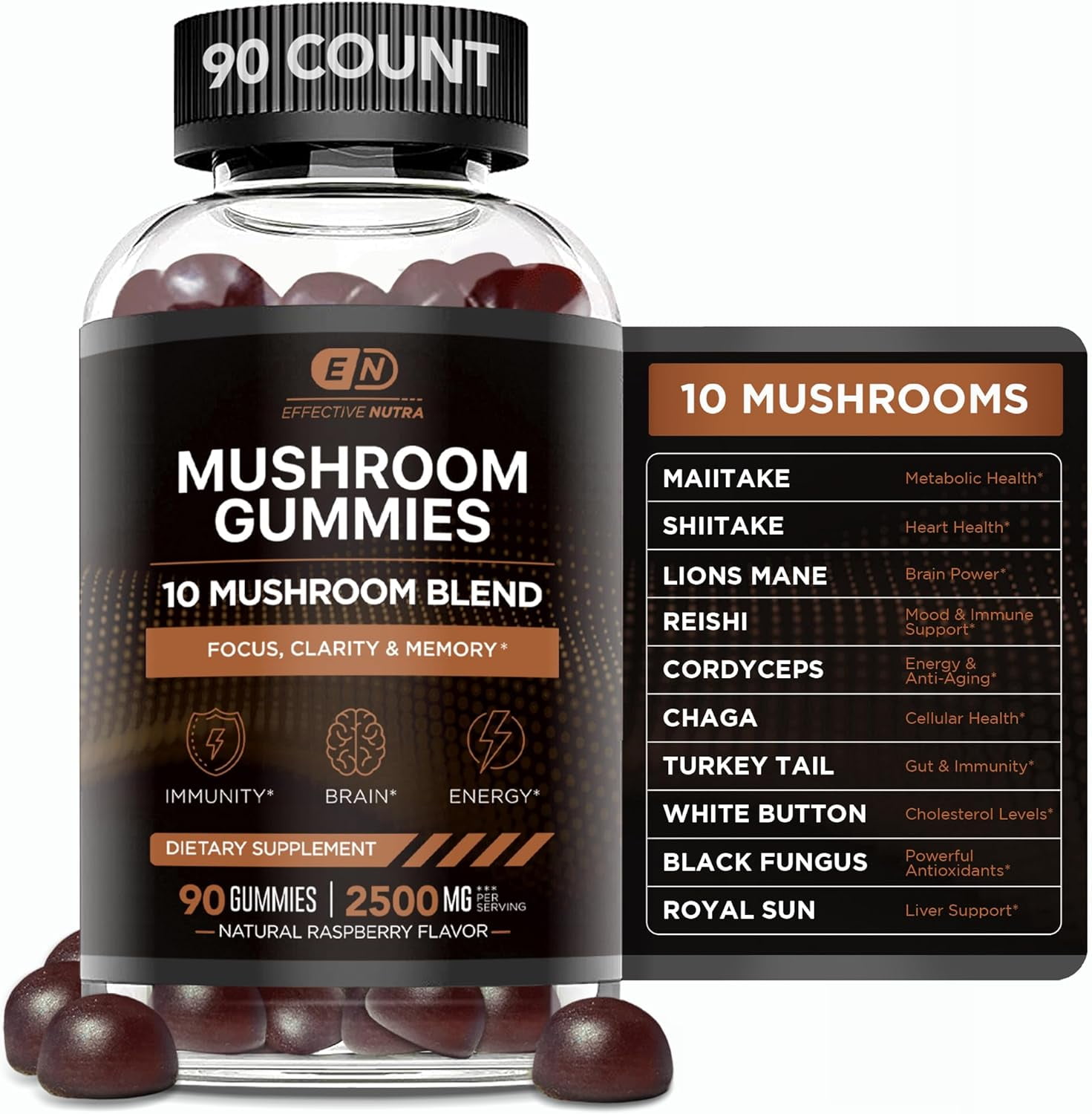 Effective Nutra Mushroom Gummies 10 Blend - Mushroom Supplement for Men ...