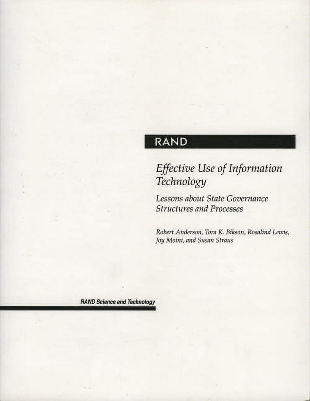 Effective Use of Information Technology: Lessons about State Governance ...