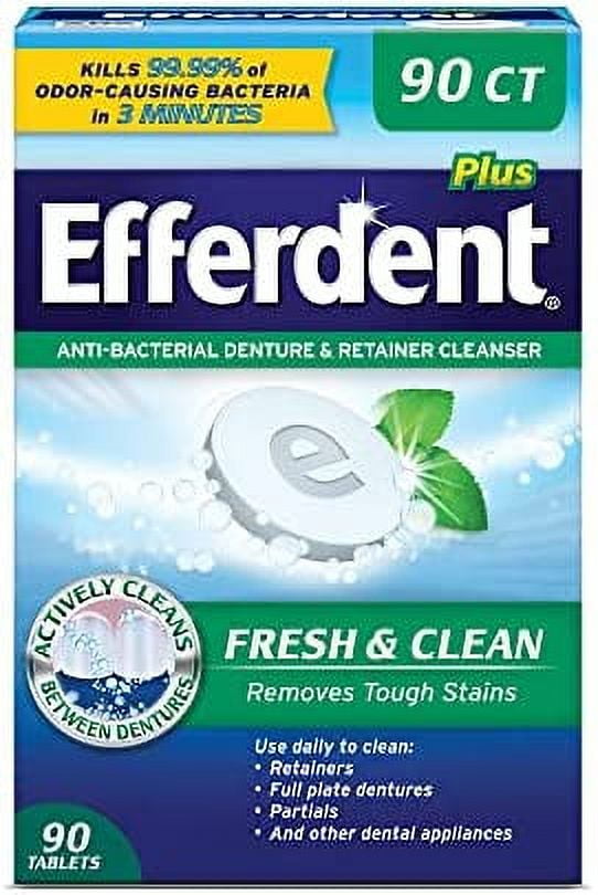 Efferdent Daily Care Anti-Bacterial Dental Cleanser Tablets, Mint, 90 ...