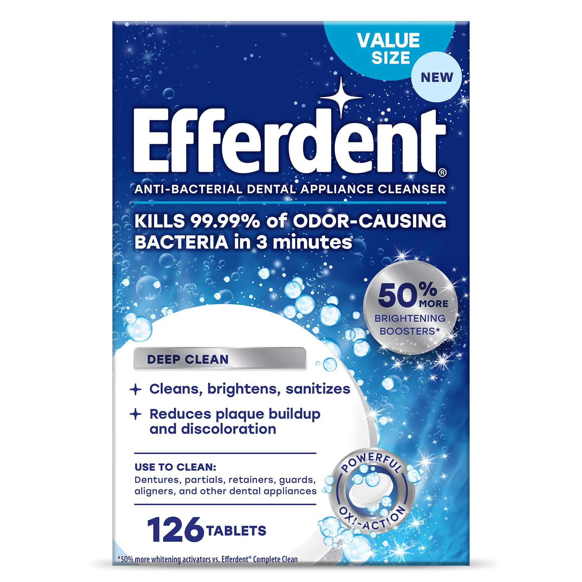 Efferdent Deep Clean, Retainer AKF18 Cleaning Tablets, Denture Cleanser ...
