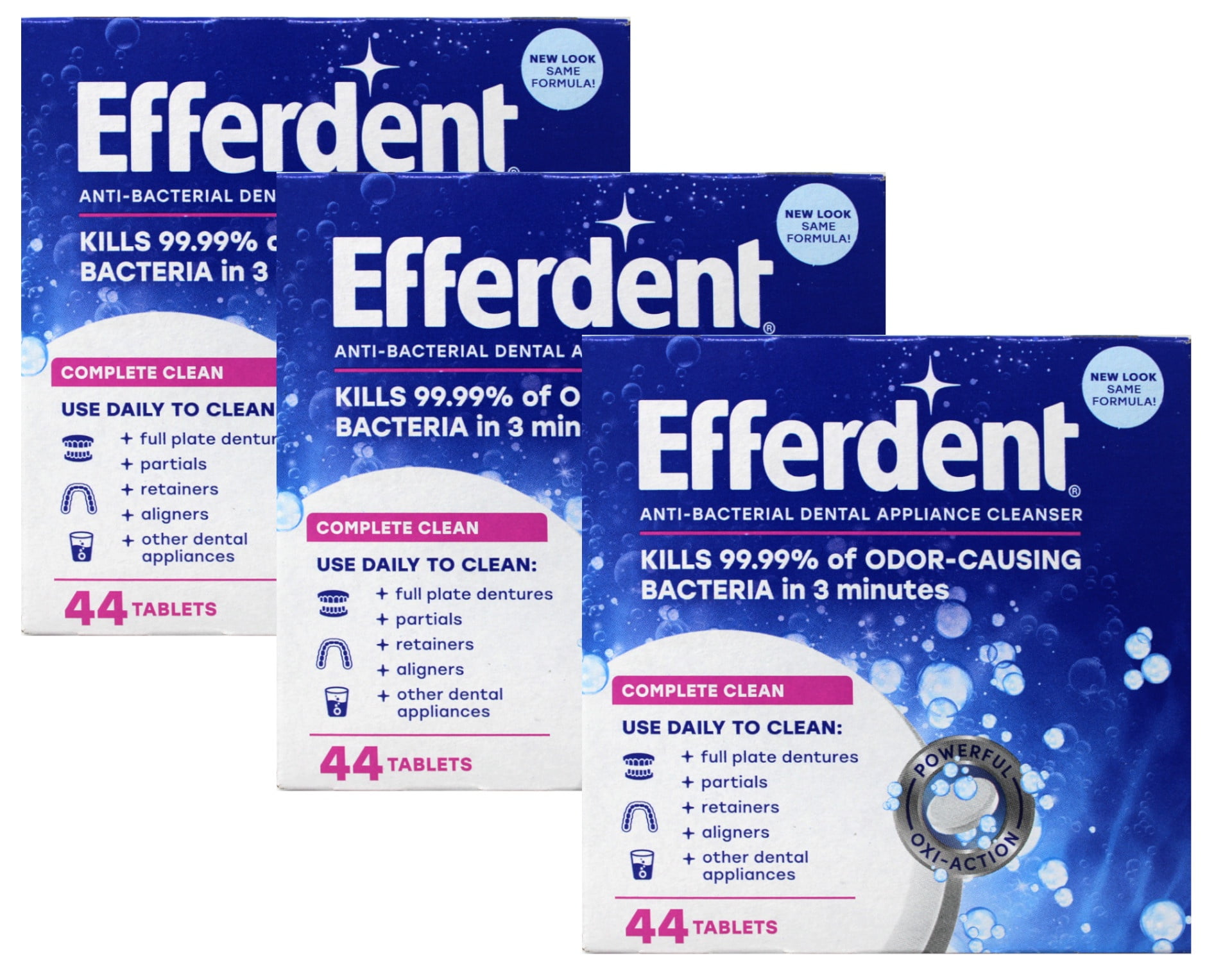 Efferdent Denture Cleanser Tablets, Complete Clean, Cleanser for ...