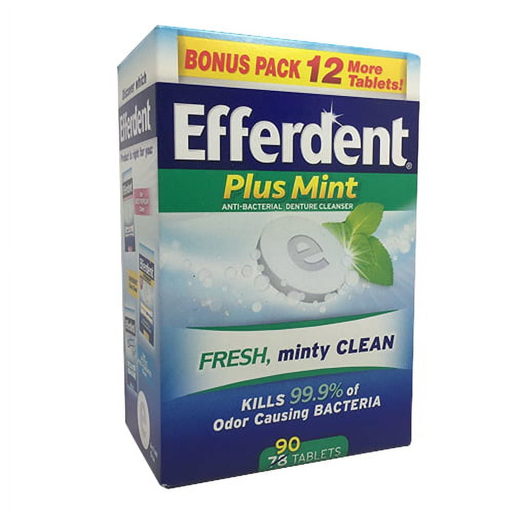 Efferdent Plus Mint Anti-Bacterial Denture Cleanser Tablets - 90 ea ...