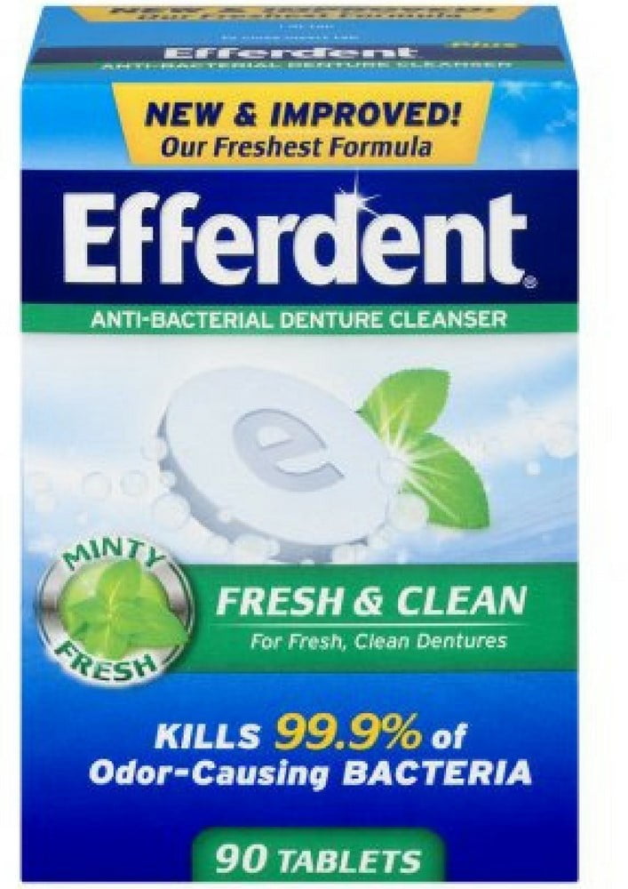 Efferdent Plus Mint Denture Cleanser Tablets 90 ea (Pack of 2 ...